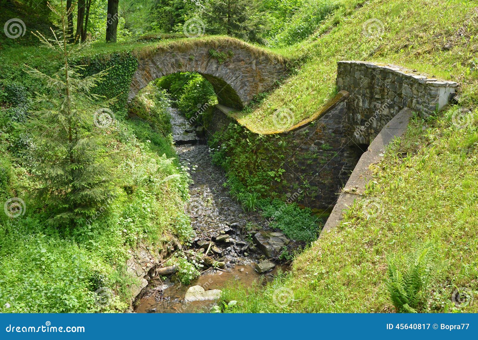 A Small Medieval Stone Bridge Over the Stream Stock Image - Image of ...