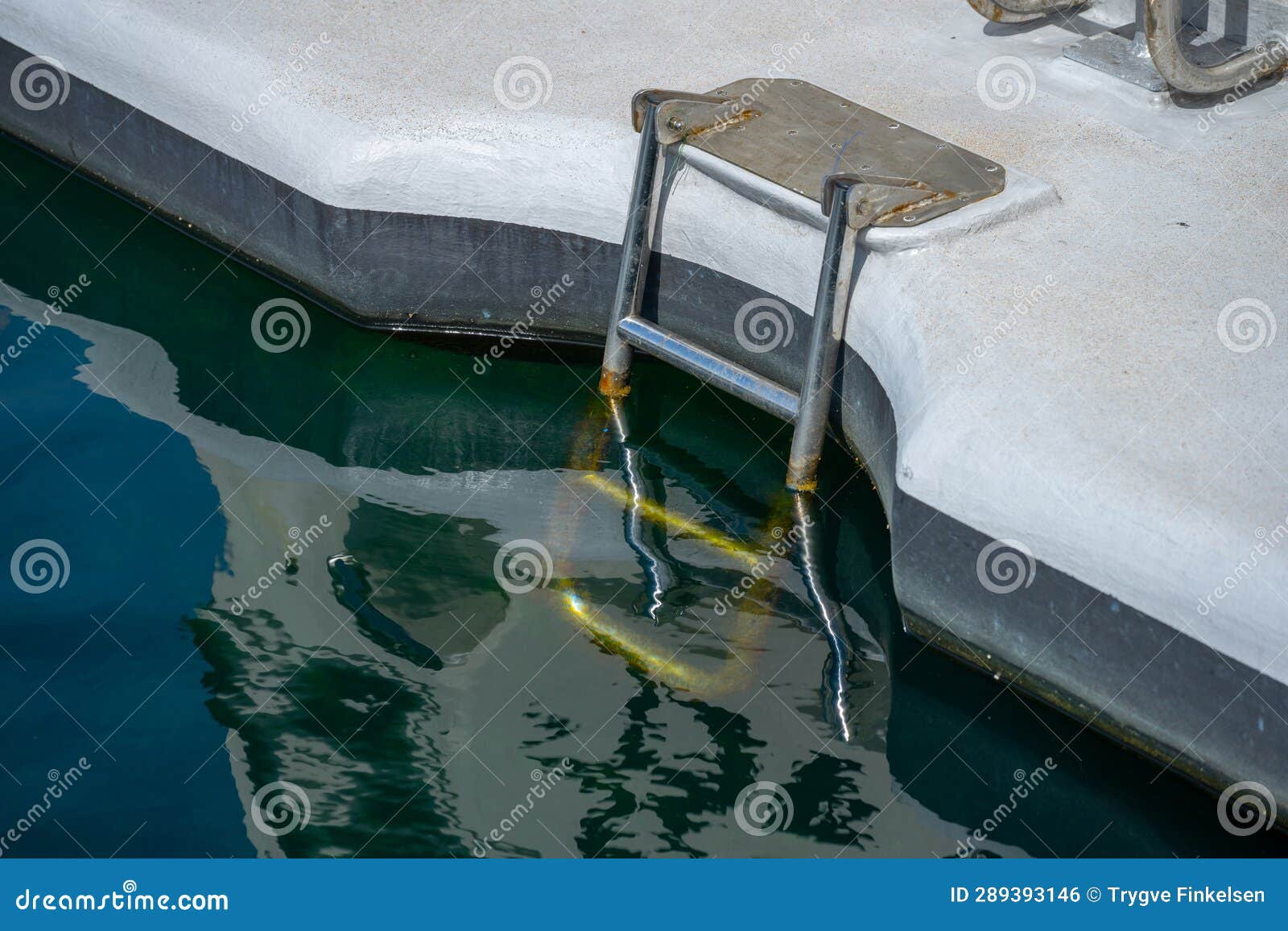 Small Metal Ladder in the Aft of a White Boat.. Stock Photo - Image of ...