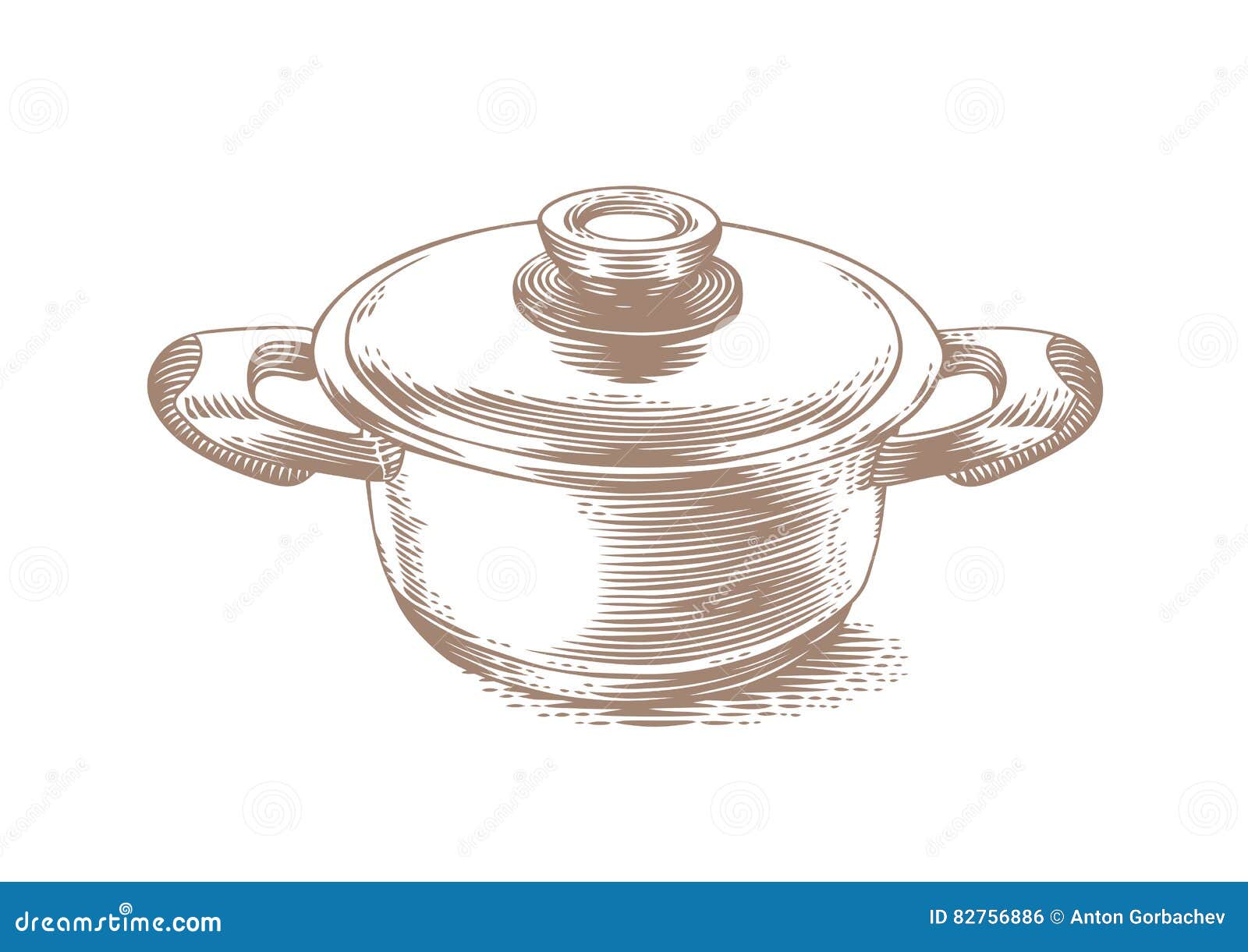 Small metal pot with lid stock vector. Illustration of crockery - 82756886