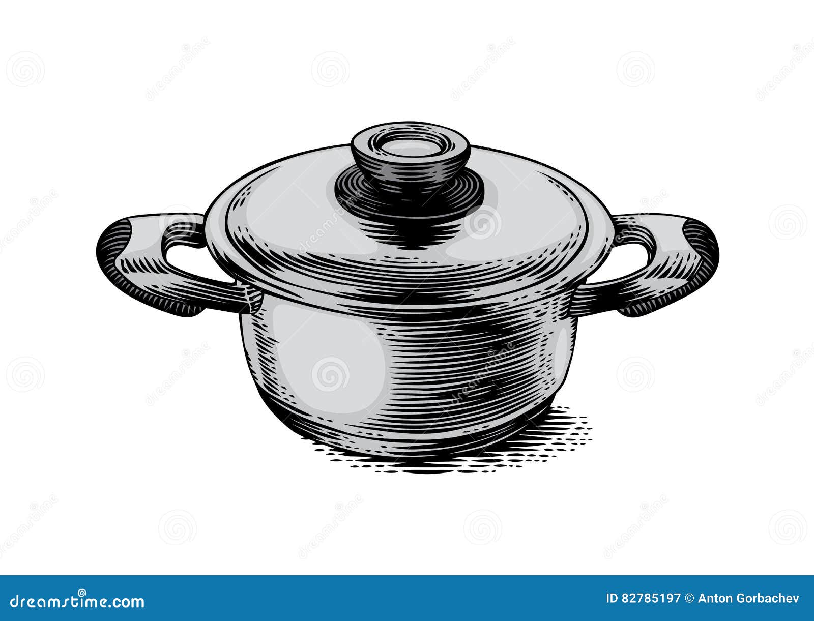 Small metal pot with lid stock illustration. Illustration of ware ...