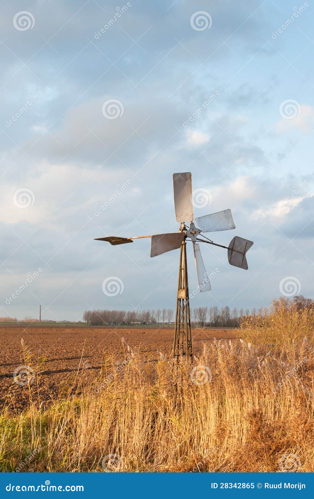Small Metal Windmill in a Dutch Autumnal Landscape Stock Image - Image ...