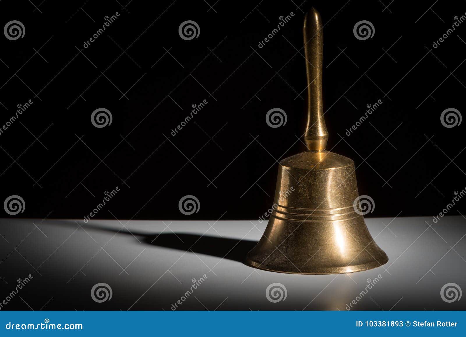 A Small Metallic Hand Bell Black Background Stock Image - Image of ...