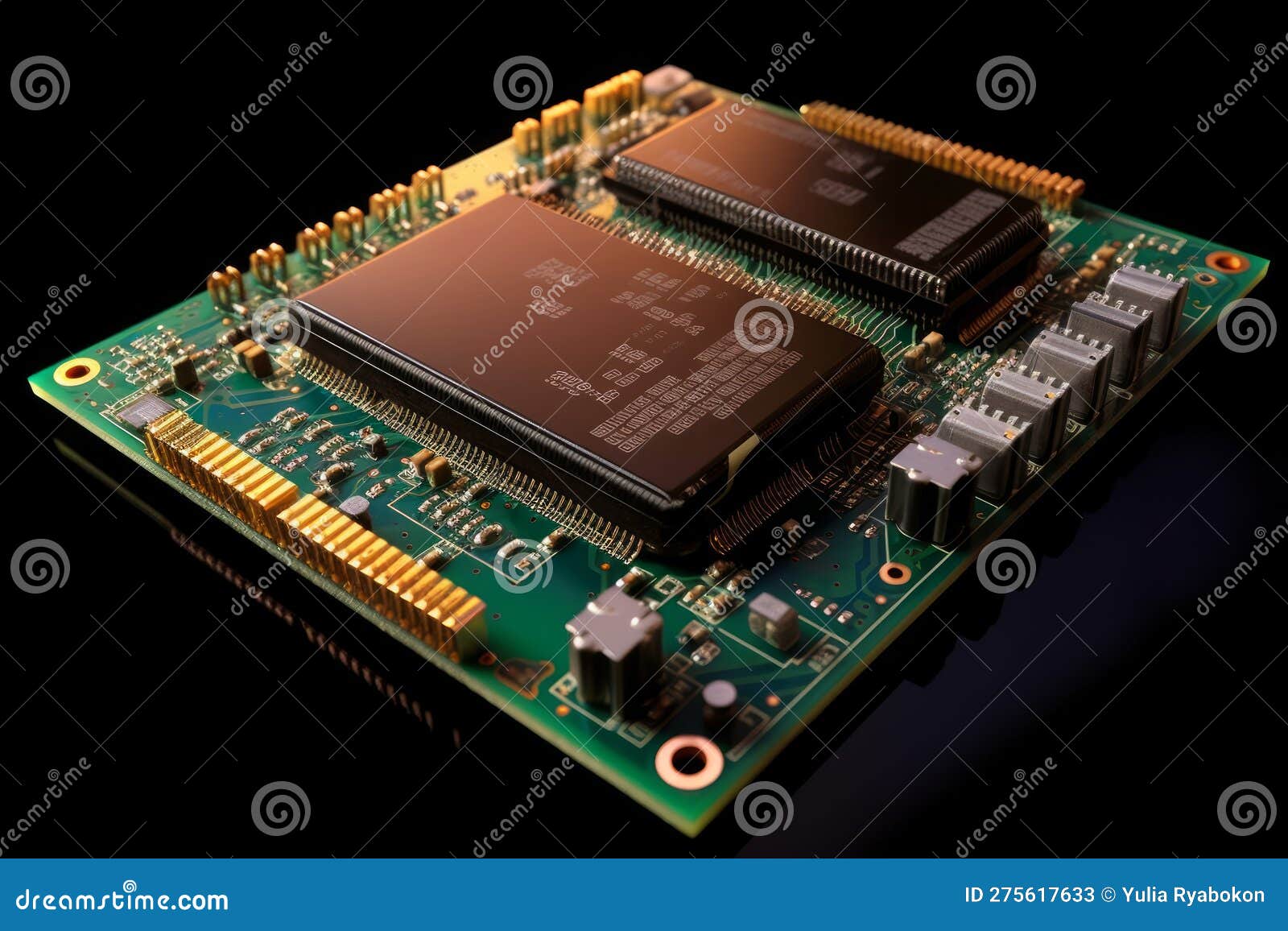 Small Microchip With Head Figure And Blue Various Icons On Dark ...