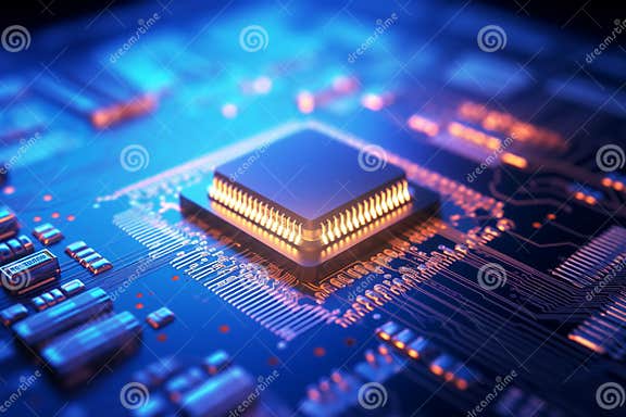 Small Microprocessor, Microcontroller Chip on a Generic Modern Desktop ...