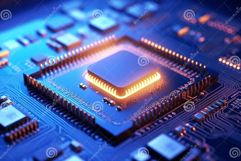 Small Microprocessor, Microcontroller Chip on a Generic Modern Desktop ...