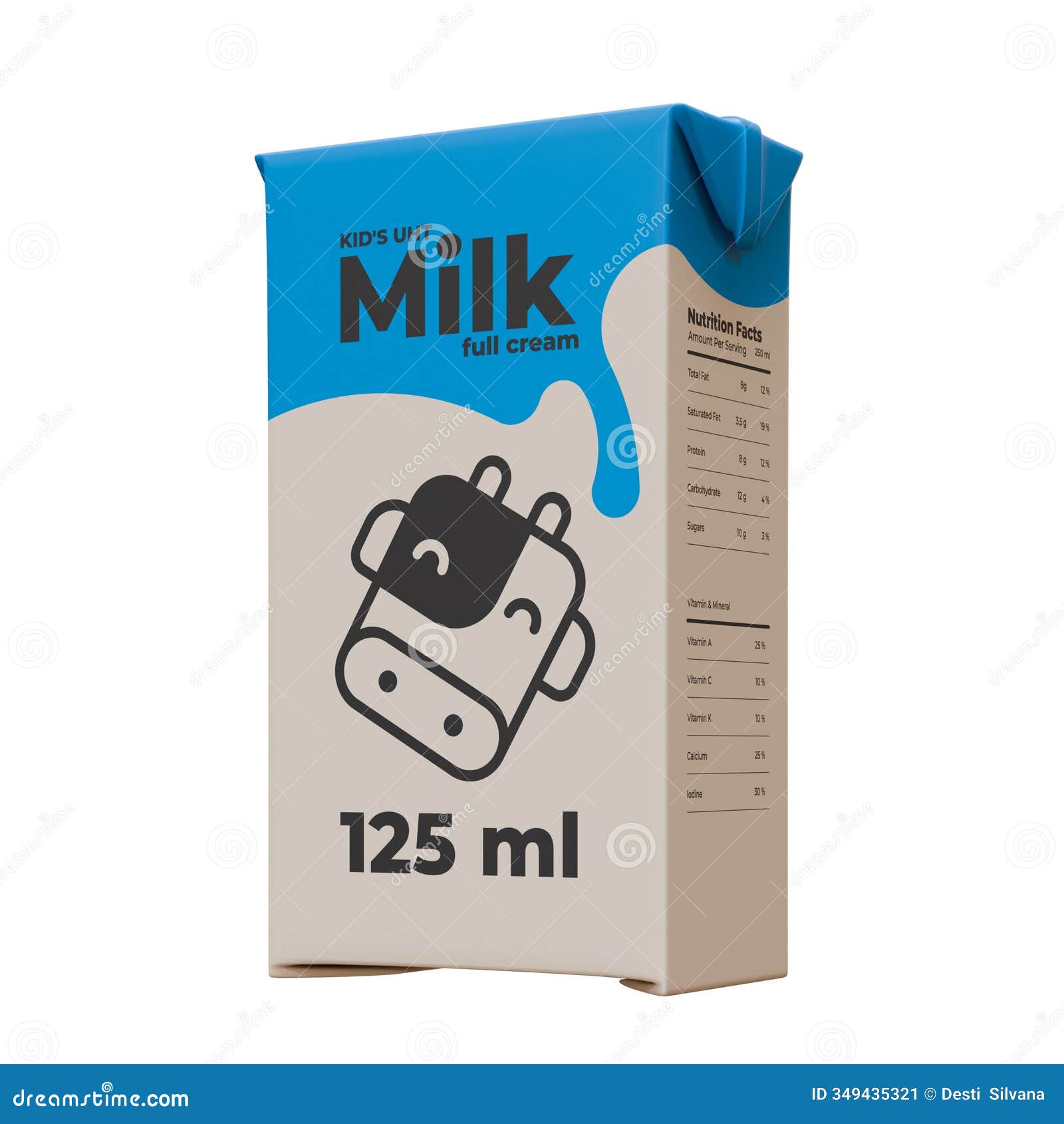 Small Milk Front Right View 3D Render Illustration Stock Illustration ...