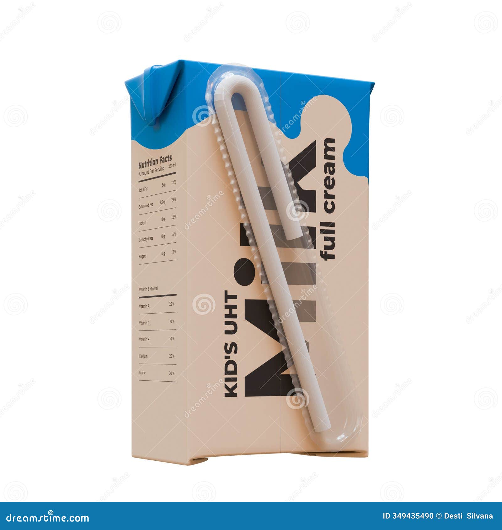 Small Milk Rear Left View 3D Render Illustration Stock Illustration ...