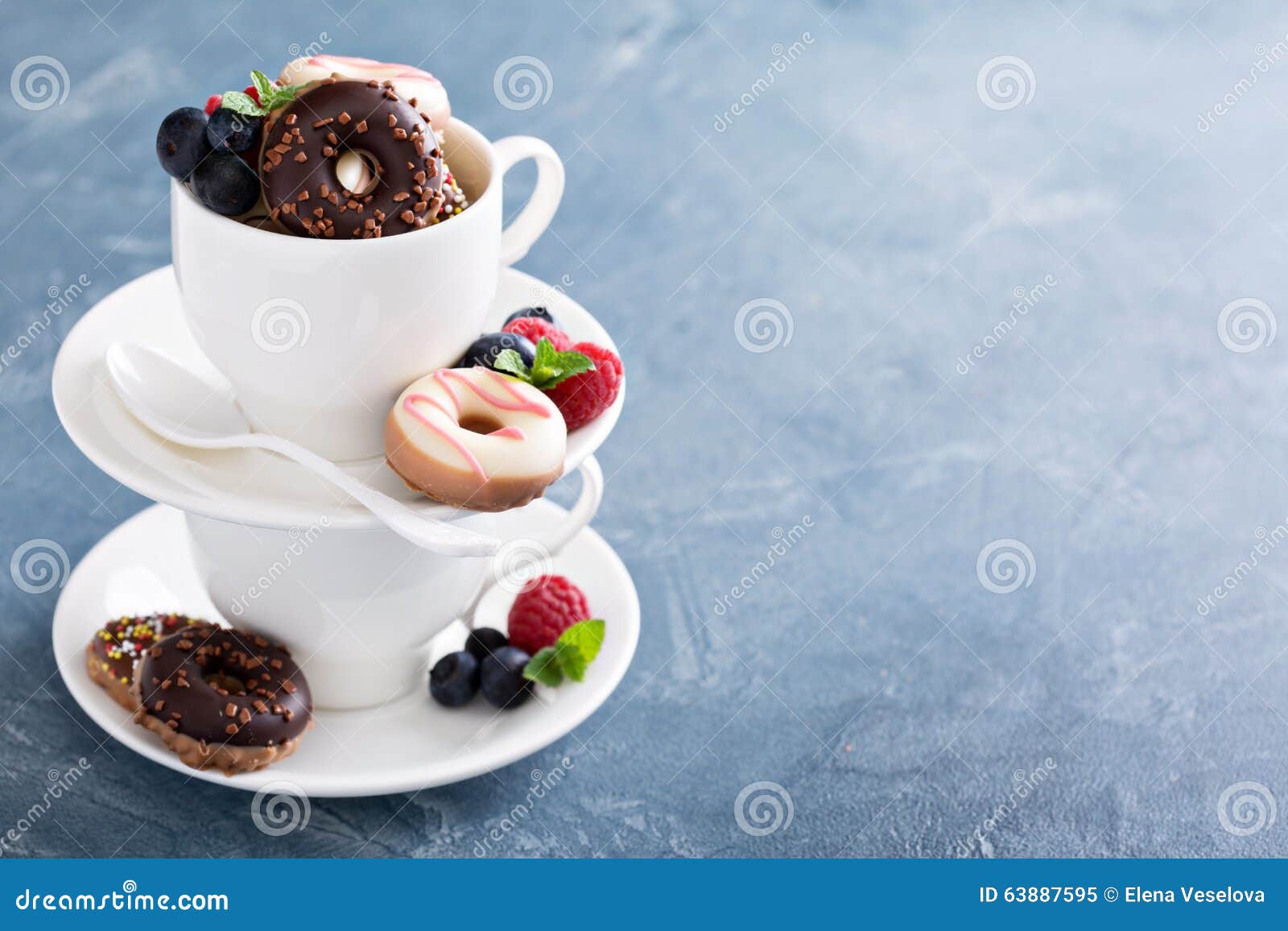 Small Mini Donuts in Stacked Coffee Cups Stock Image - Image of ...