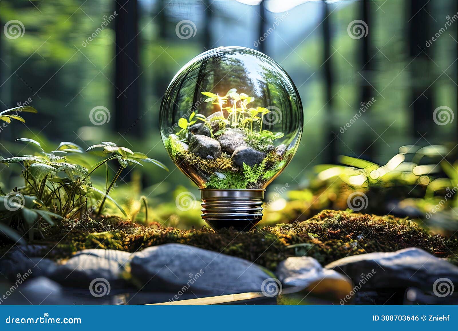 Small Miniature Biotope Housed Inside a Former Lightbulb, Environmental ...