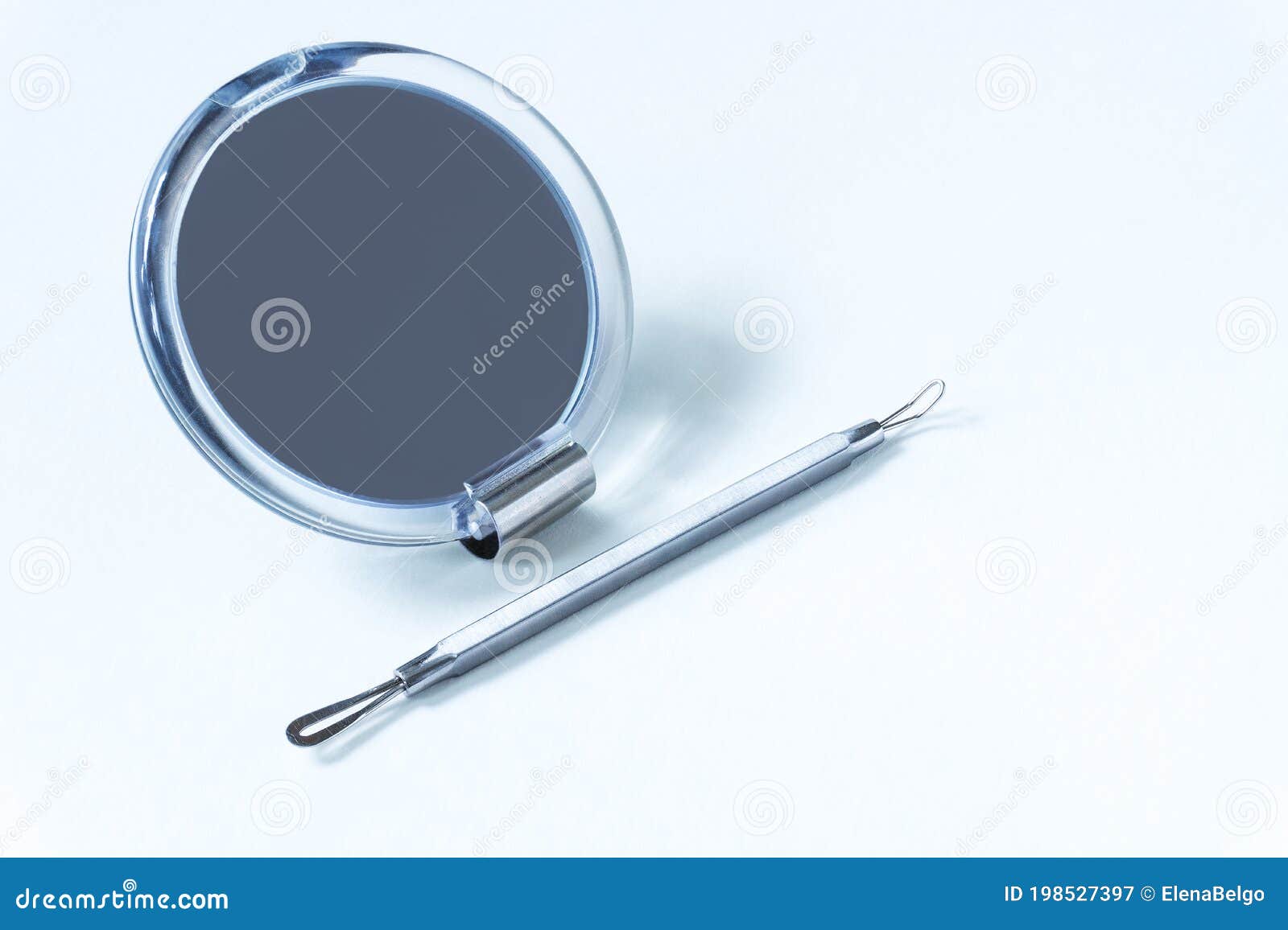 Small Mirror and Cosmetic Tool for Removing Acne. Stock Image - Image ...