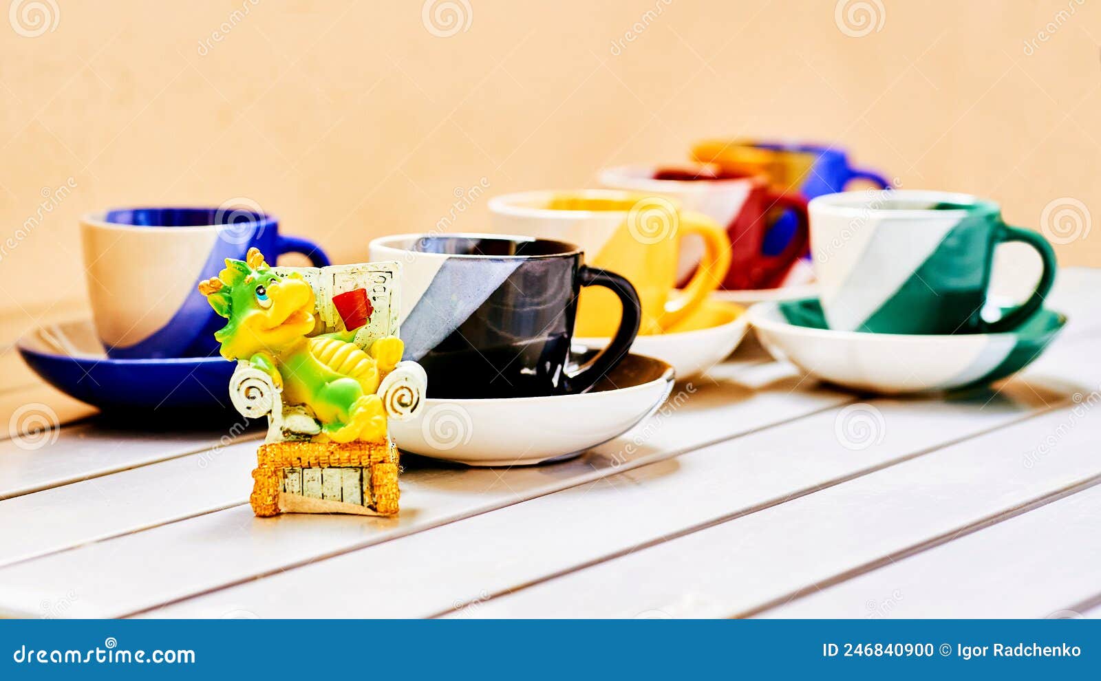 Green Crocodile Imp Drinks Coffee and Tea Coffee Cups with Saucers ...