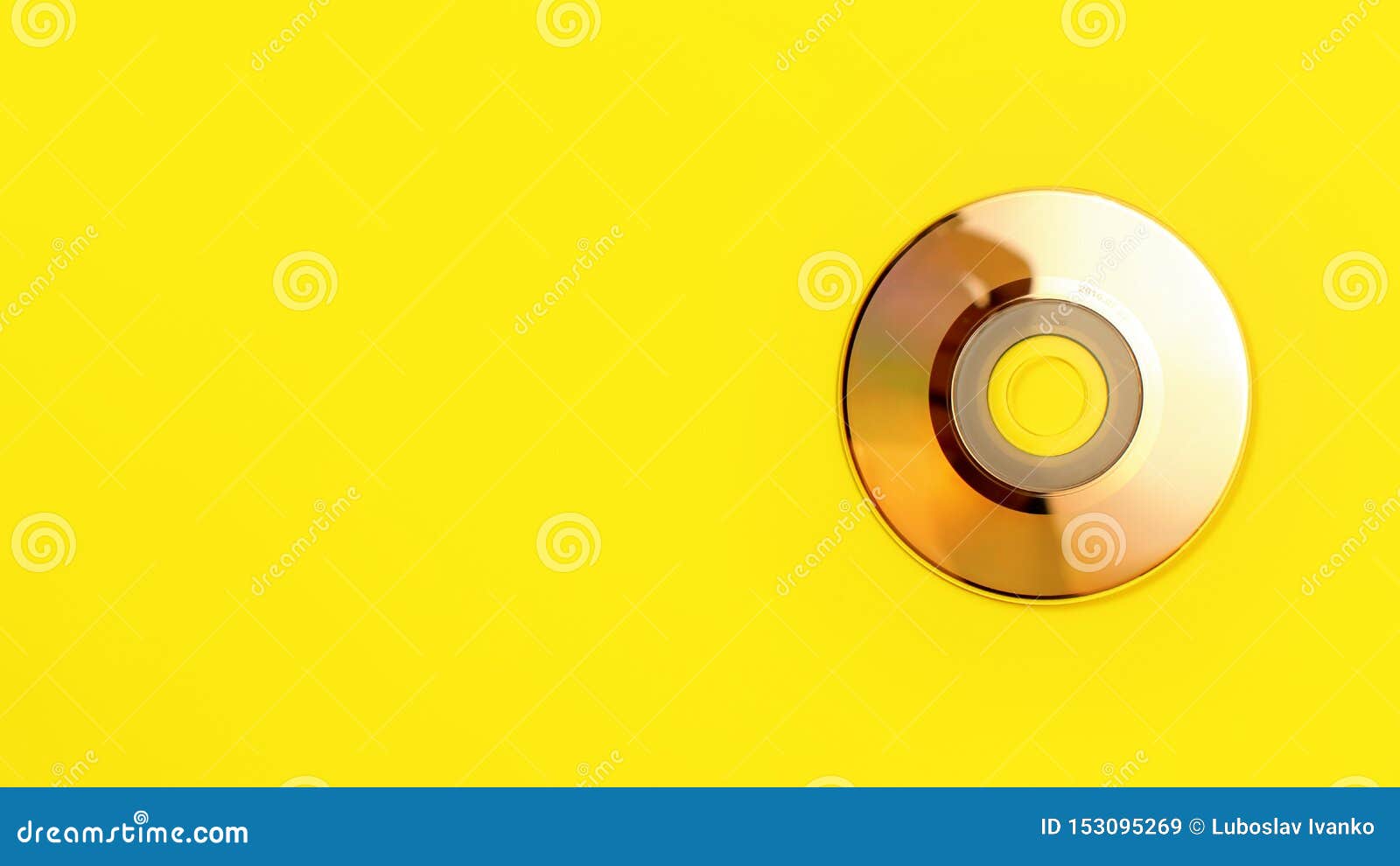 Small 80mm CD on Yellow Board Photo from Above. Banner with Space for ...