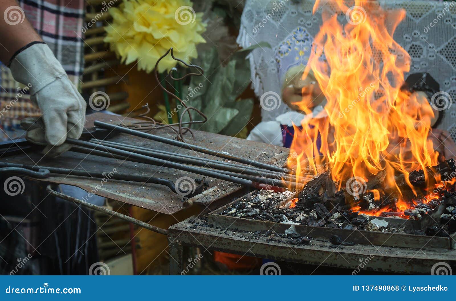 A Small Mobile Primitive Forge at the Fair. Stock Photo - Image of ...