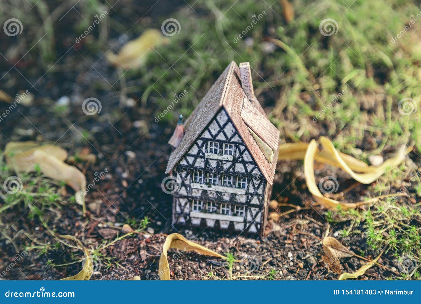 Small Model of a Half Timber House on the Ground Stock Image - Image of ...