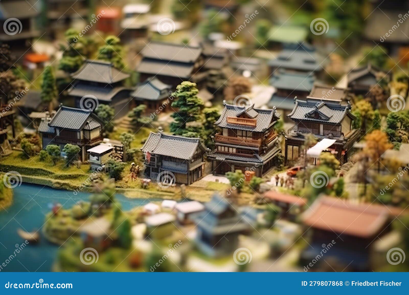 A Small Model of a Town with a River Running through it. Generative AI ...