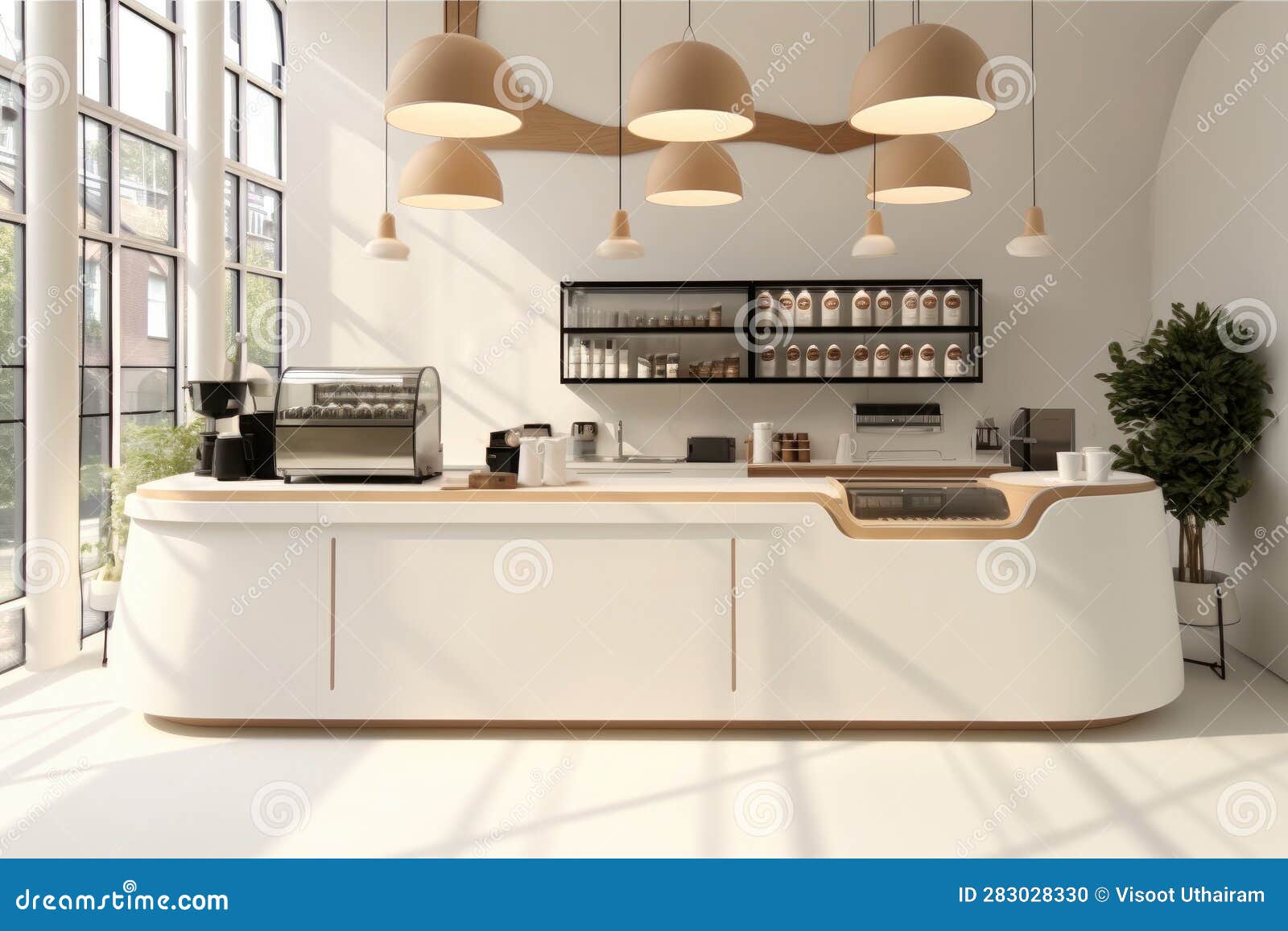 Small Modern Korean Style Design Cafe, Bar Table in Sunlight from ...