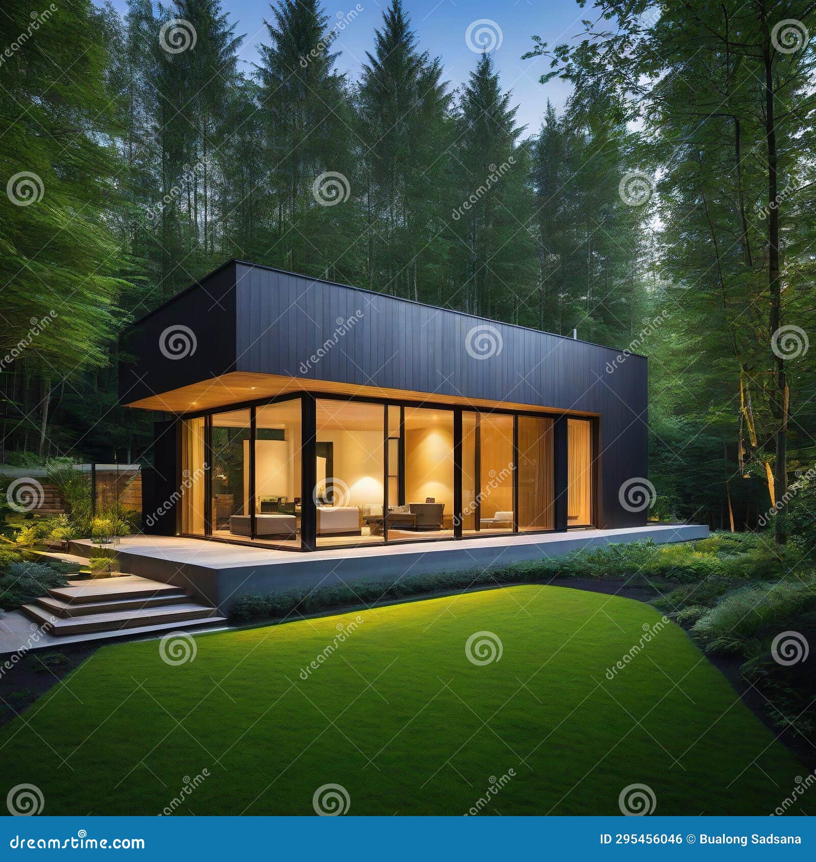 Small Modern Rectangular House in Stock Illustration - Illustration of ...