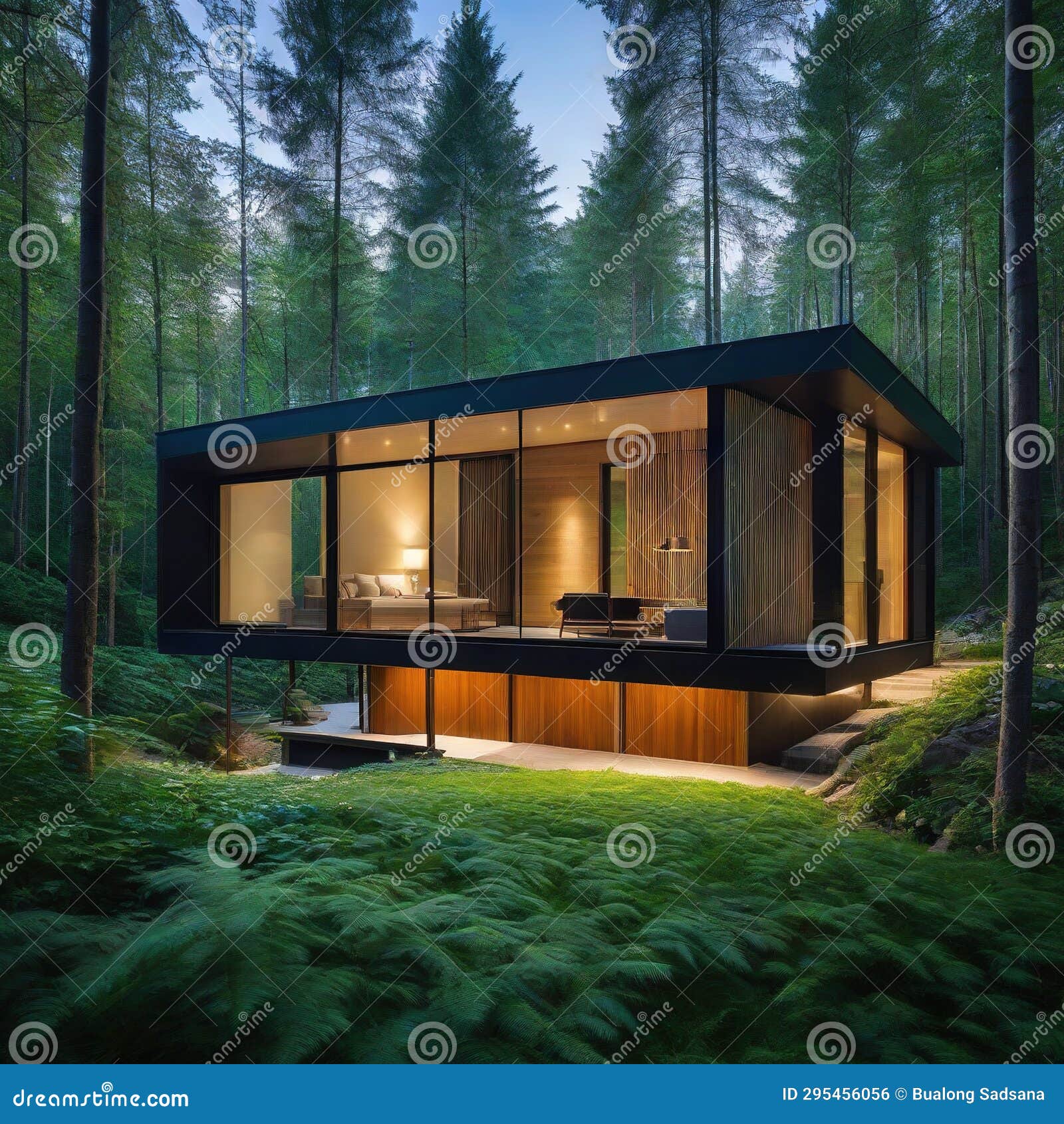 Small Modern Rectangular House in Stock Illustration - Illustration of ...