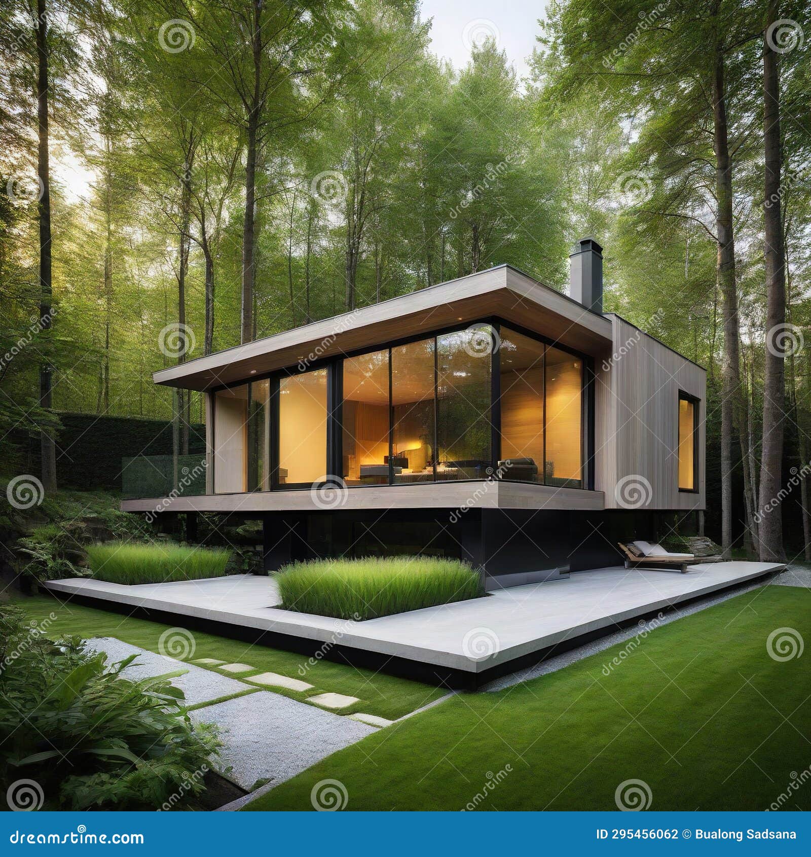 Small Modern Rectangular House in Stock Illustration - Illustration of ...