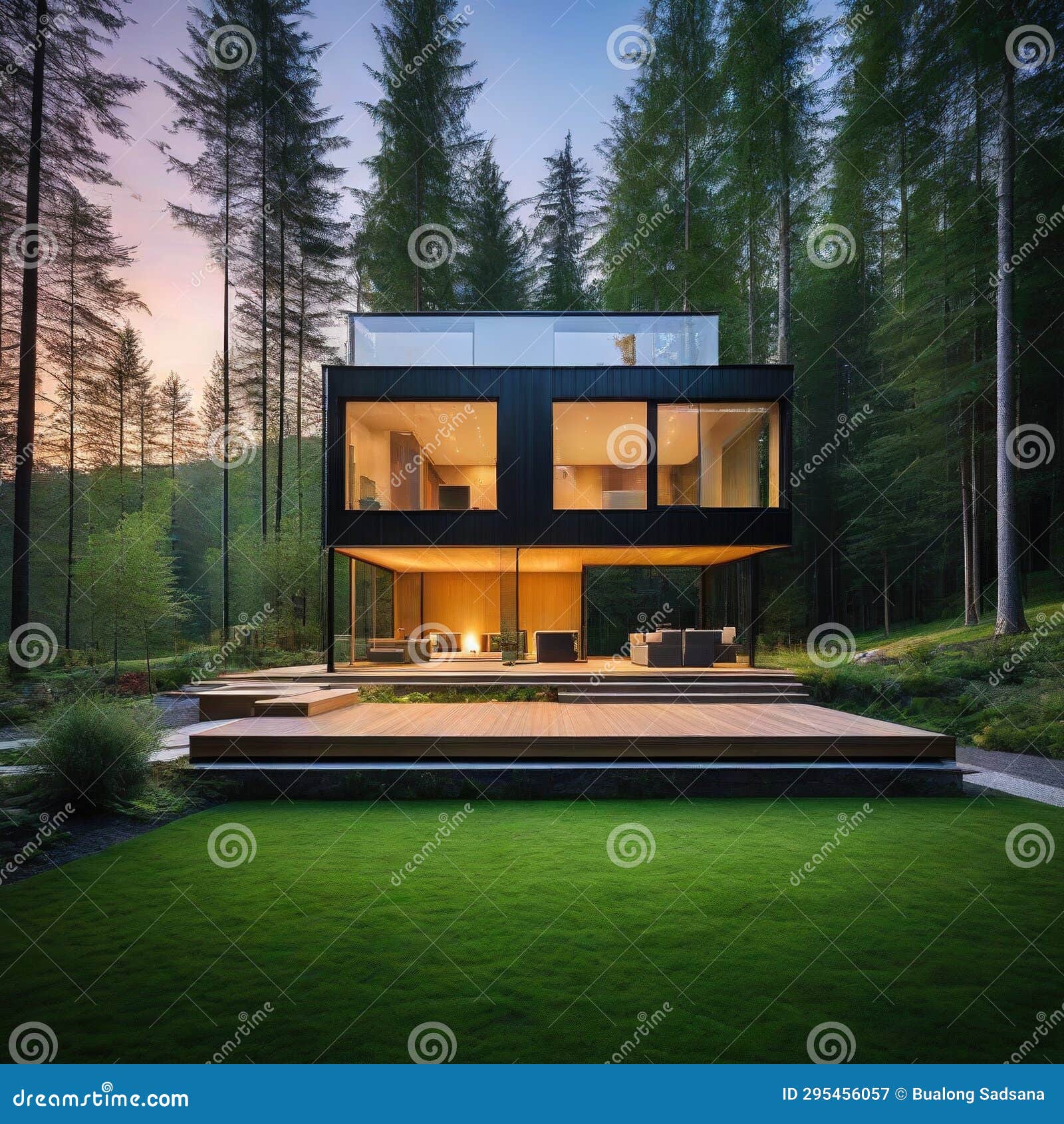 Small Modern Rectangular House in Stock Illustration - Illustration of ...