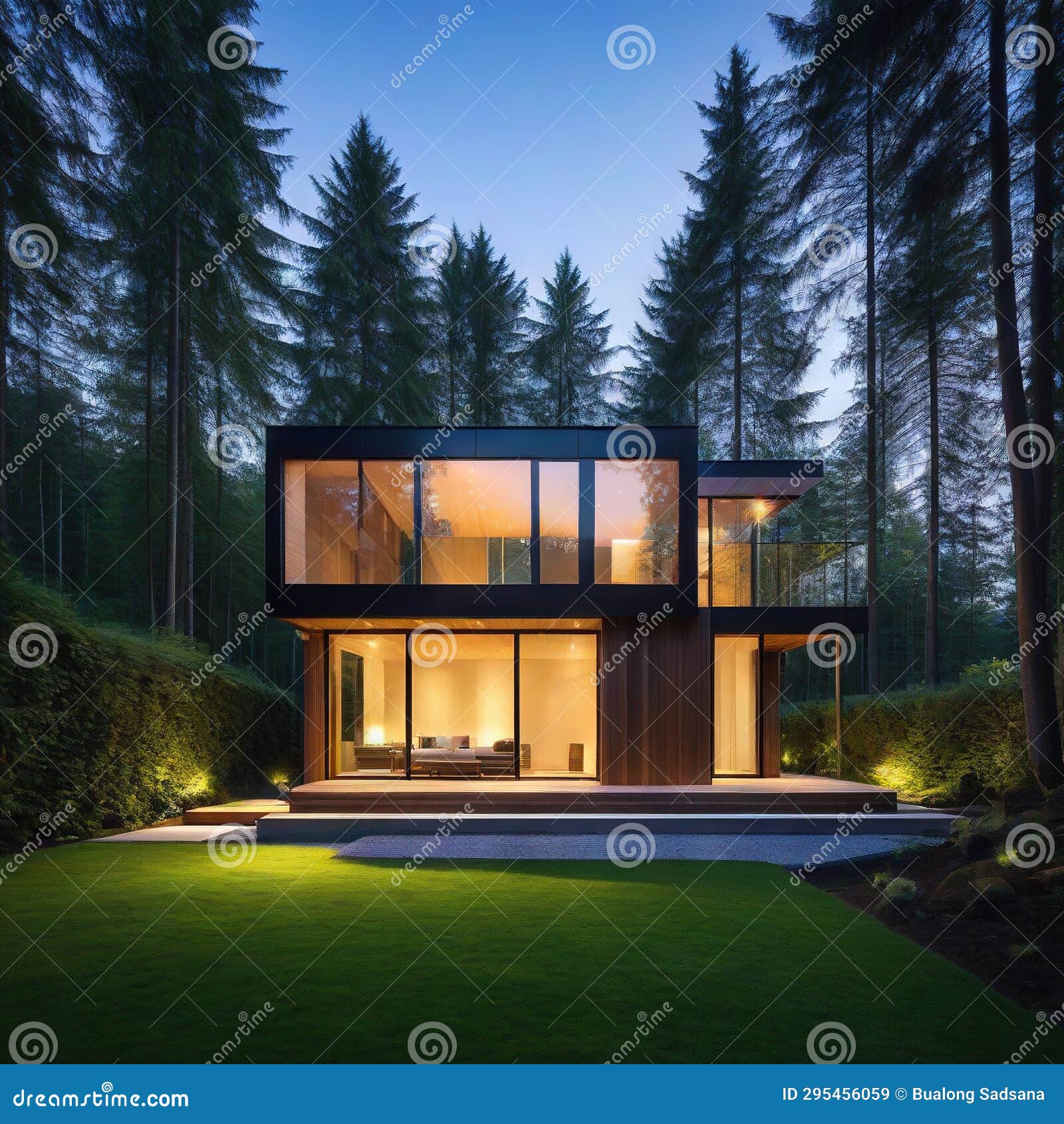 Small Modern Rectangular House in Stock Illustration - Illustration of ...