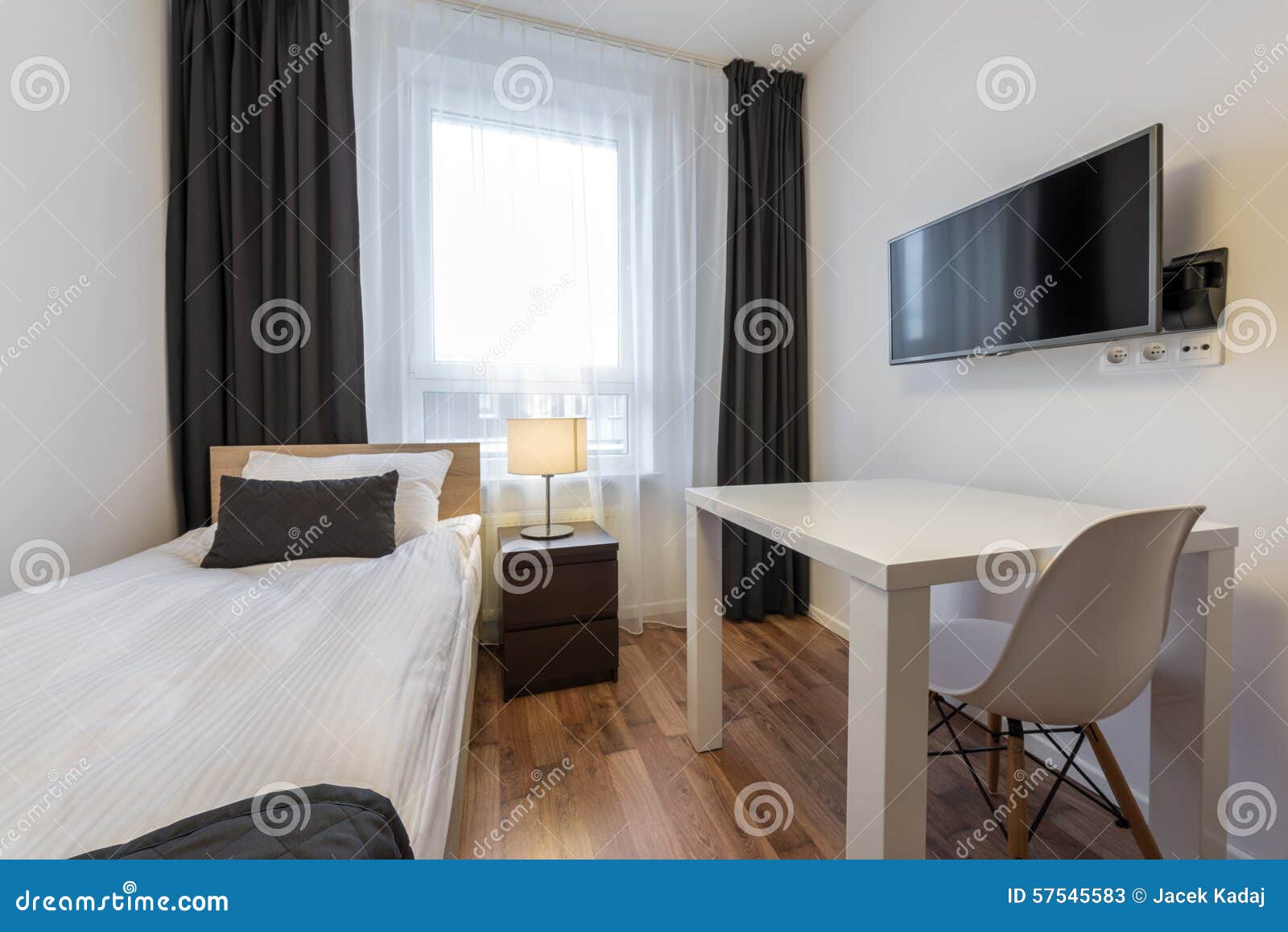 Small, Modern Sleeping Room Interior Design Stock Image - Image of ...