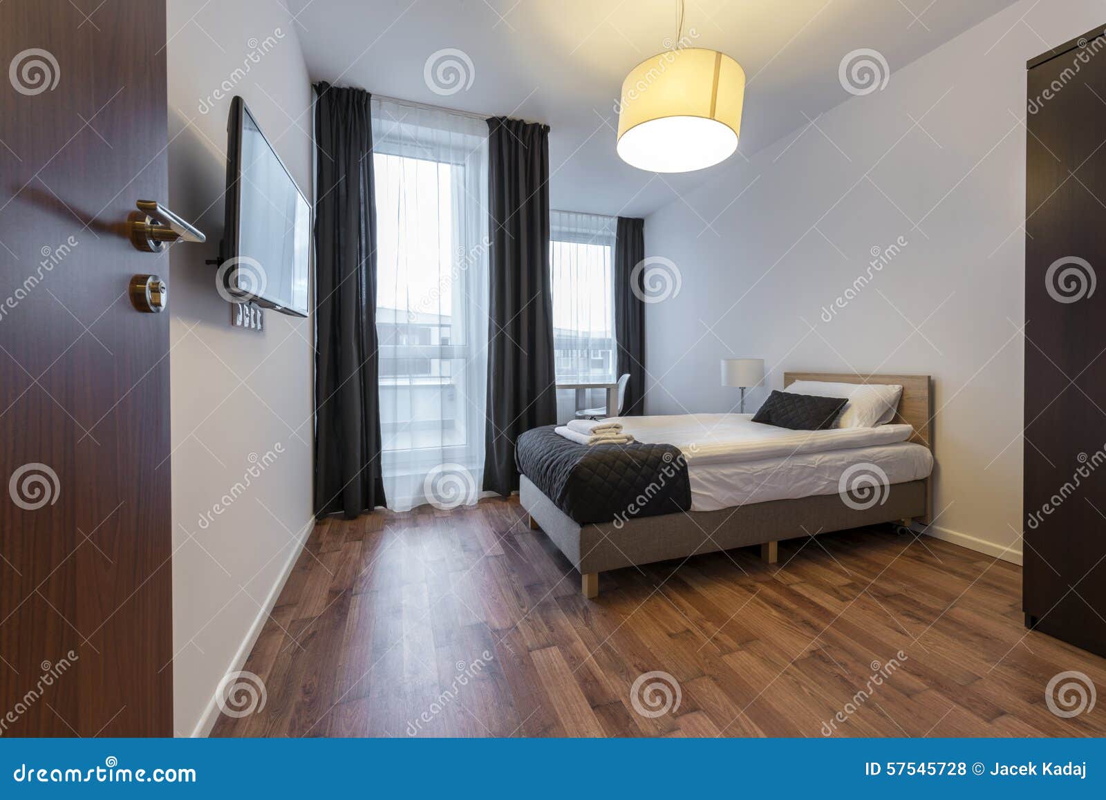 Small, Modern Sleeping Room Interior Design Stock Photo - Image of ...