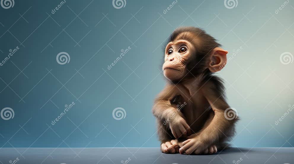 A Small Monkey Sitting on Top of a Table Stock Illustration ...