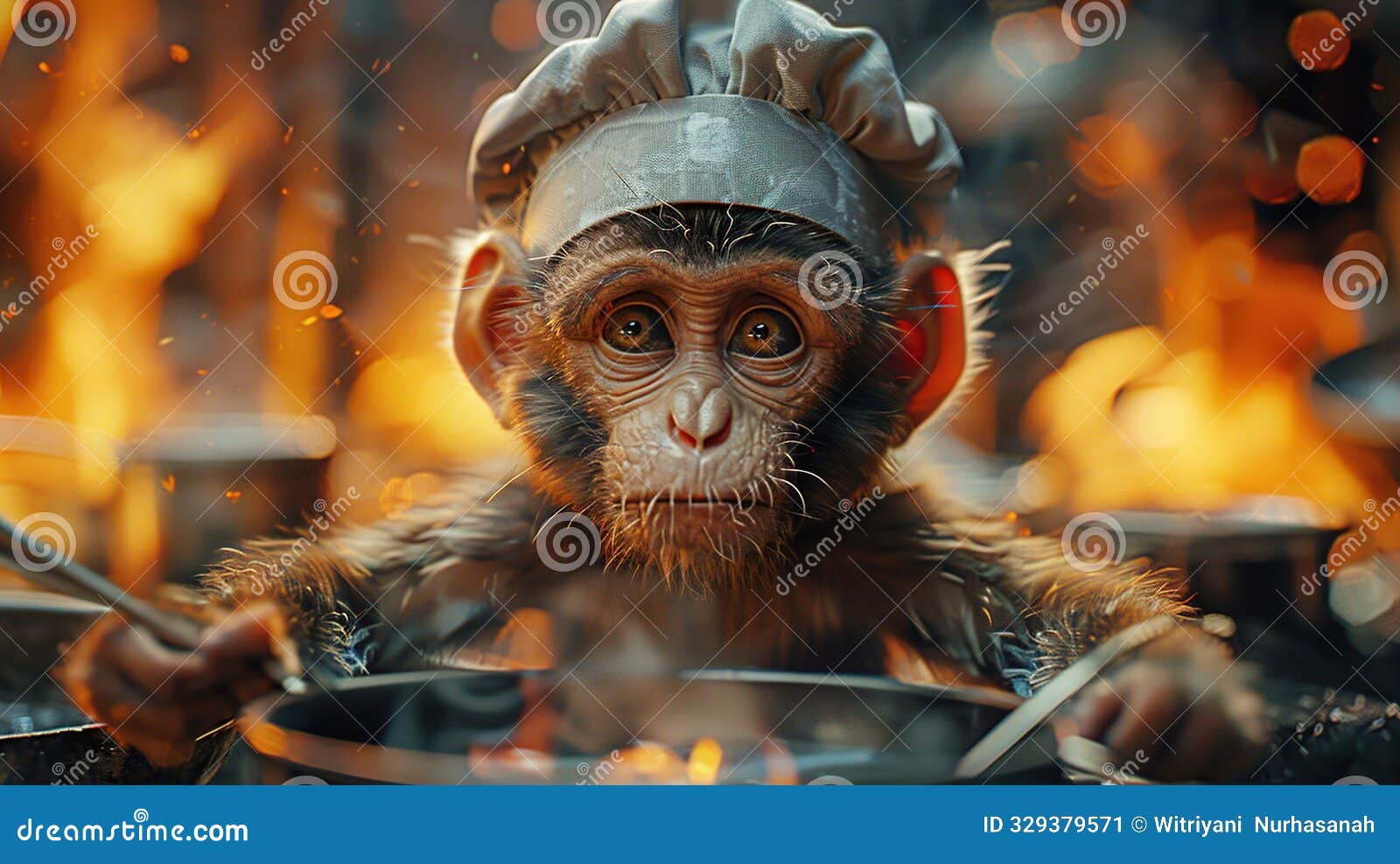 Monkey Chef Cooking stock illustration. Illustration of utensils ...