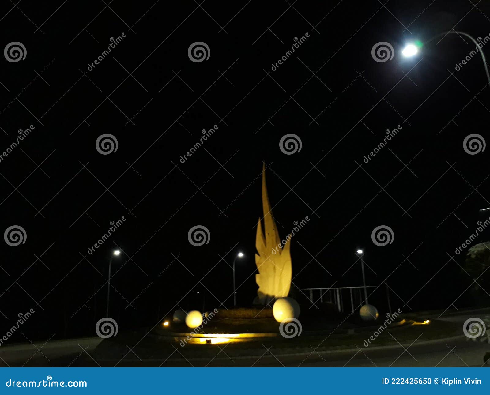 A Small Monument in the Middle of the Road with Small Lights, in Jember ...