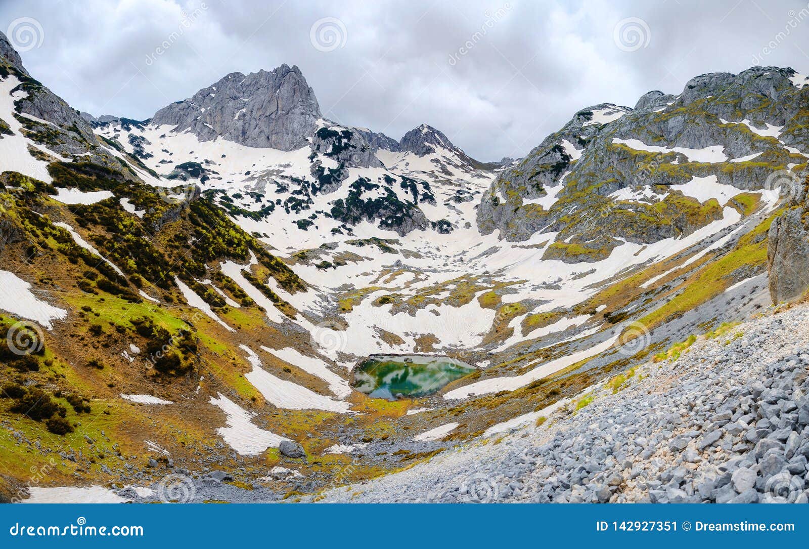 Small Mountain Lake in Mountains Stock Image - Image of hiking, grass ...