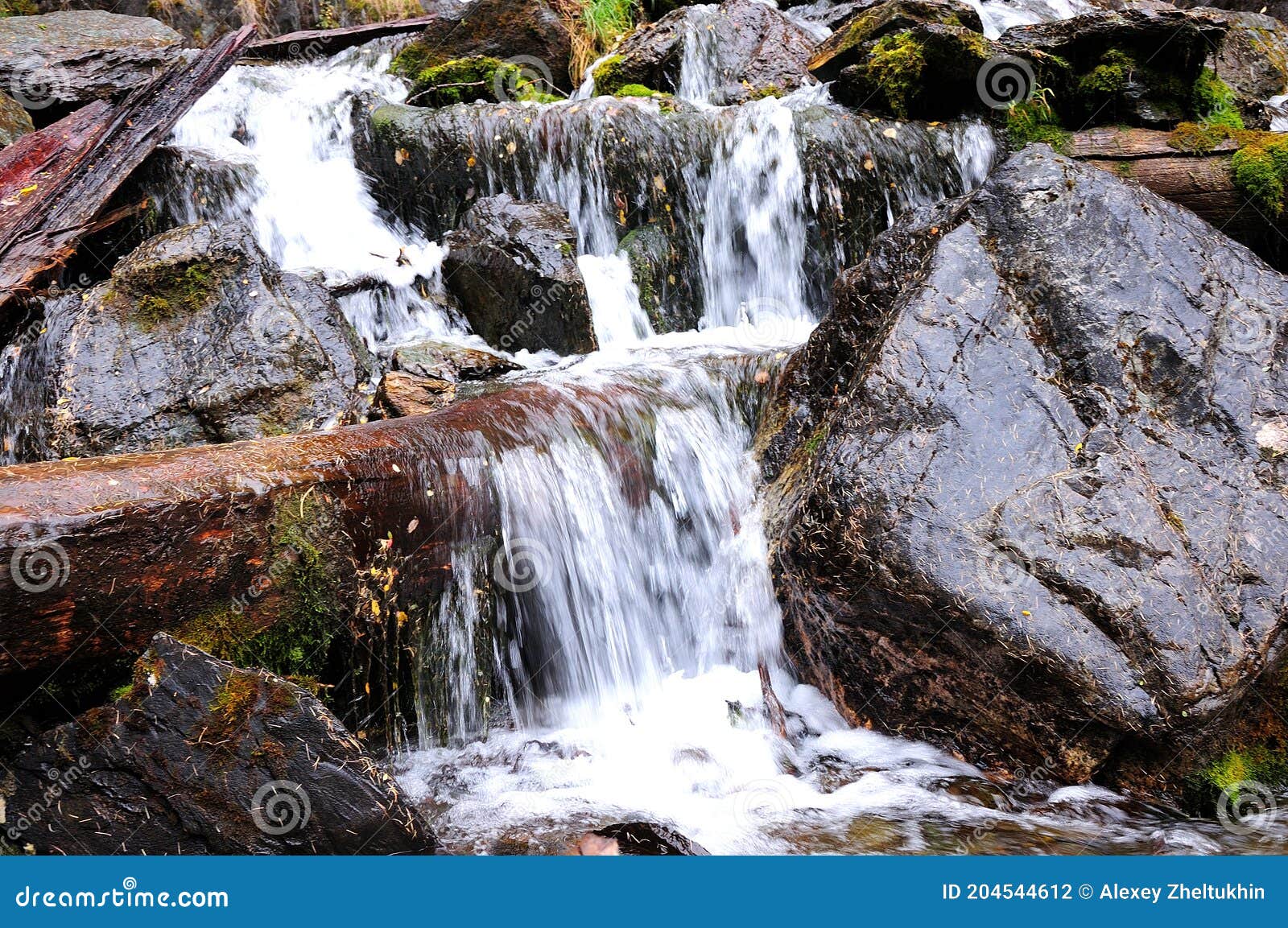 Waterfall Bending Around Rock Outcrop Stock Image | CartoonDealer.com ...