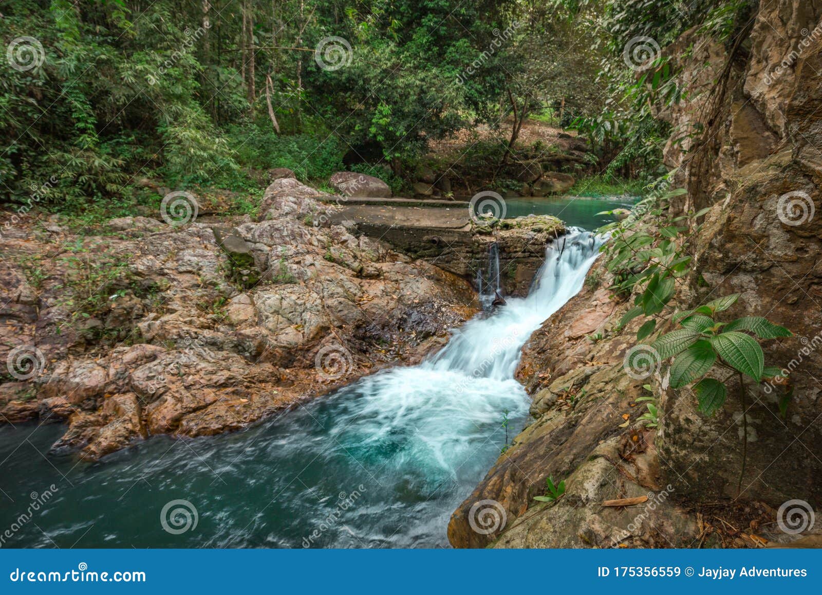 Small Mountain Waterfall on the Rocks in the Forest Stock Image - Image ...