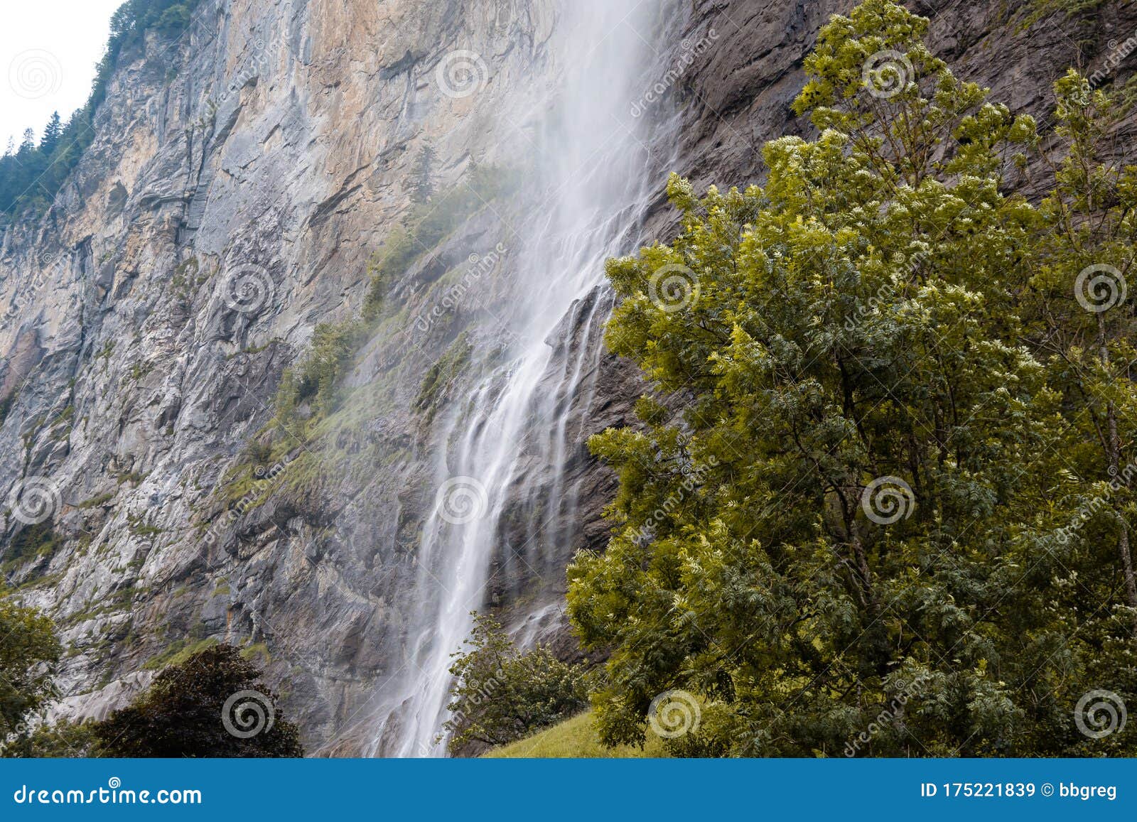 Small Mountain Waterfall. Summer Alpine Mountain Landscape Stock Image ...