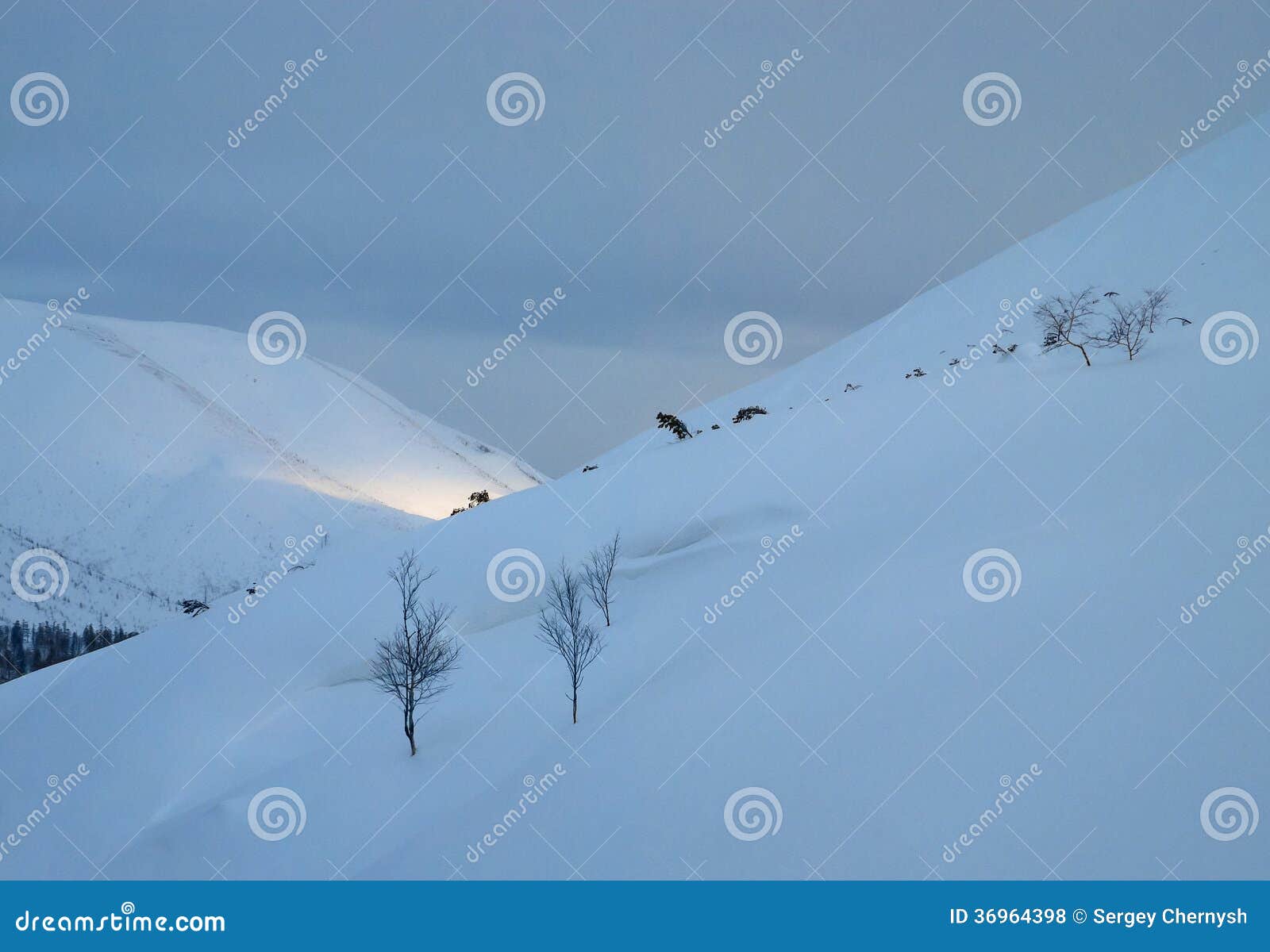 Small mountains in snow. stock photo. Image of season - 36964398