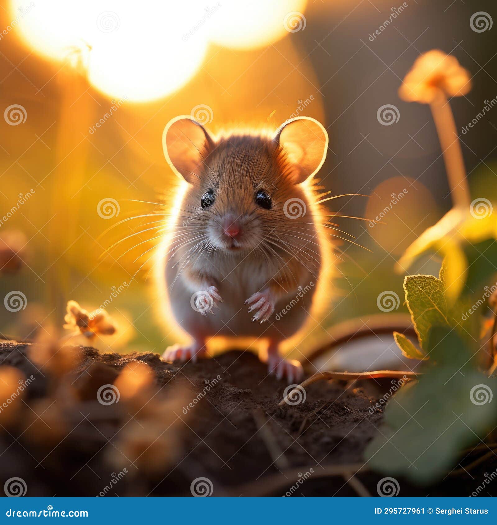 A Small Mouse Standing on a Log in the Sunlight, AI Stock Image - Image ...