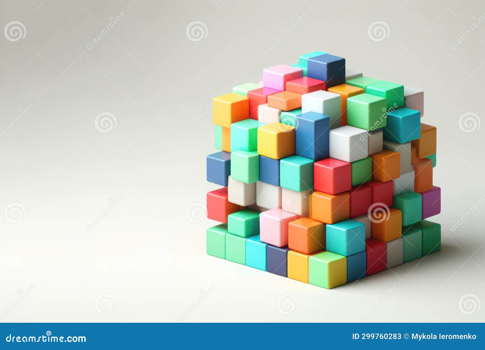 Small Multi-colored Cubes Stacked on Top of Each Other in a Pile. Space ...