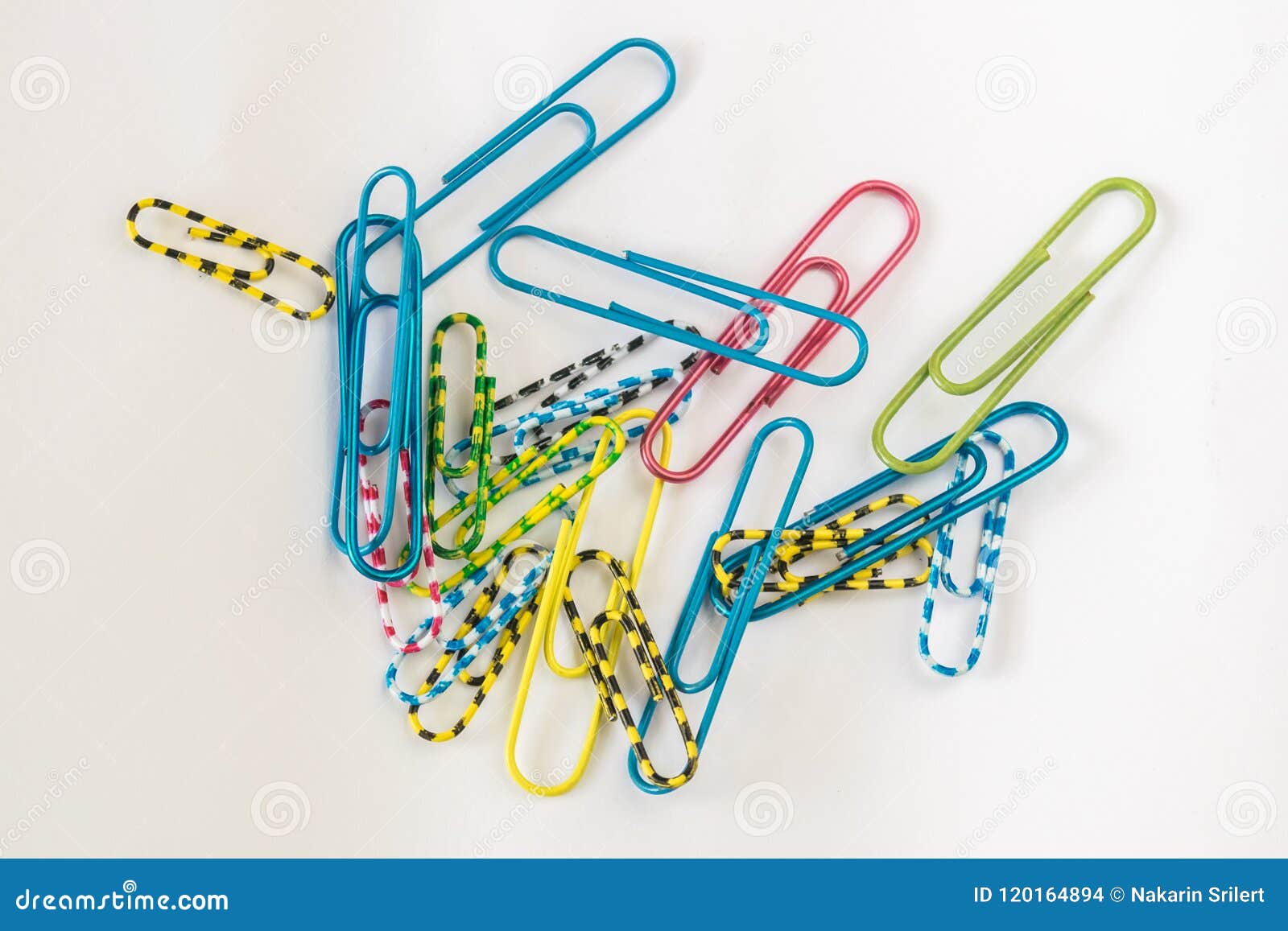 A Small, Multi-colored Paper Clip Stock Photo - Image of linked, holder ...