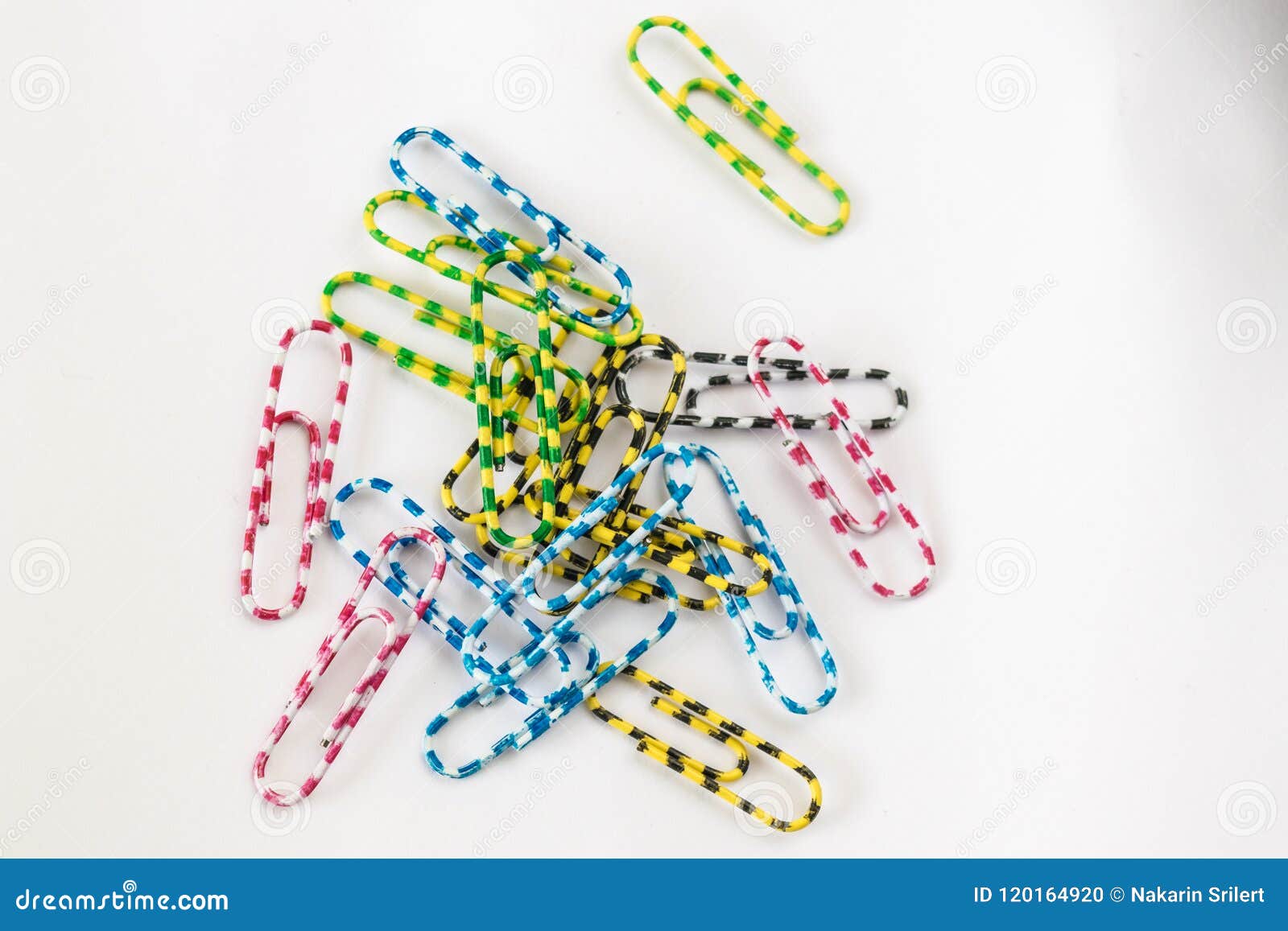 A Small, Multi-colored Paper Clip Stock Photo - Image of accessory ...