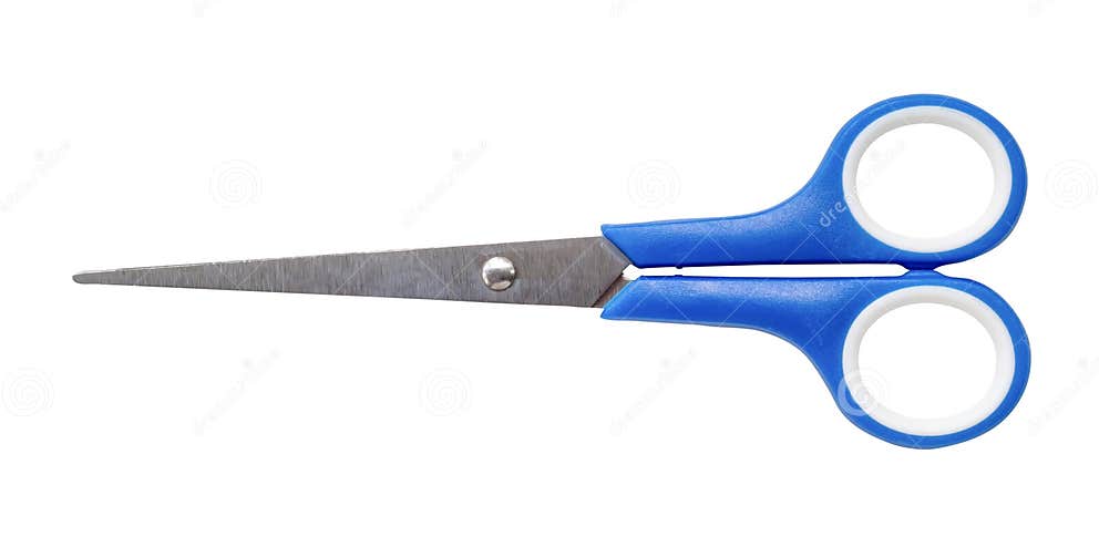 Small Multipurpose Scissors with Blue Handle Isolated on White ...