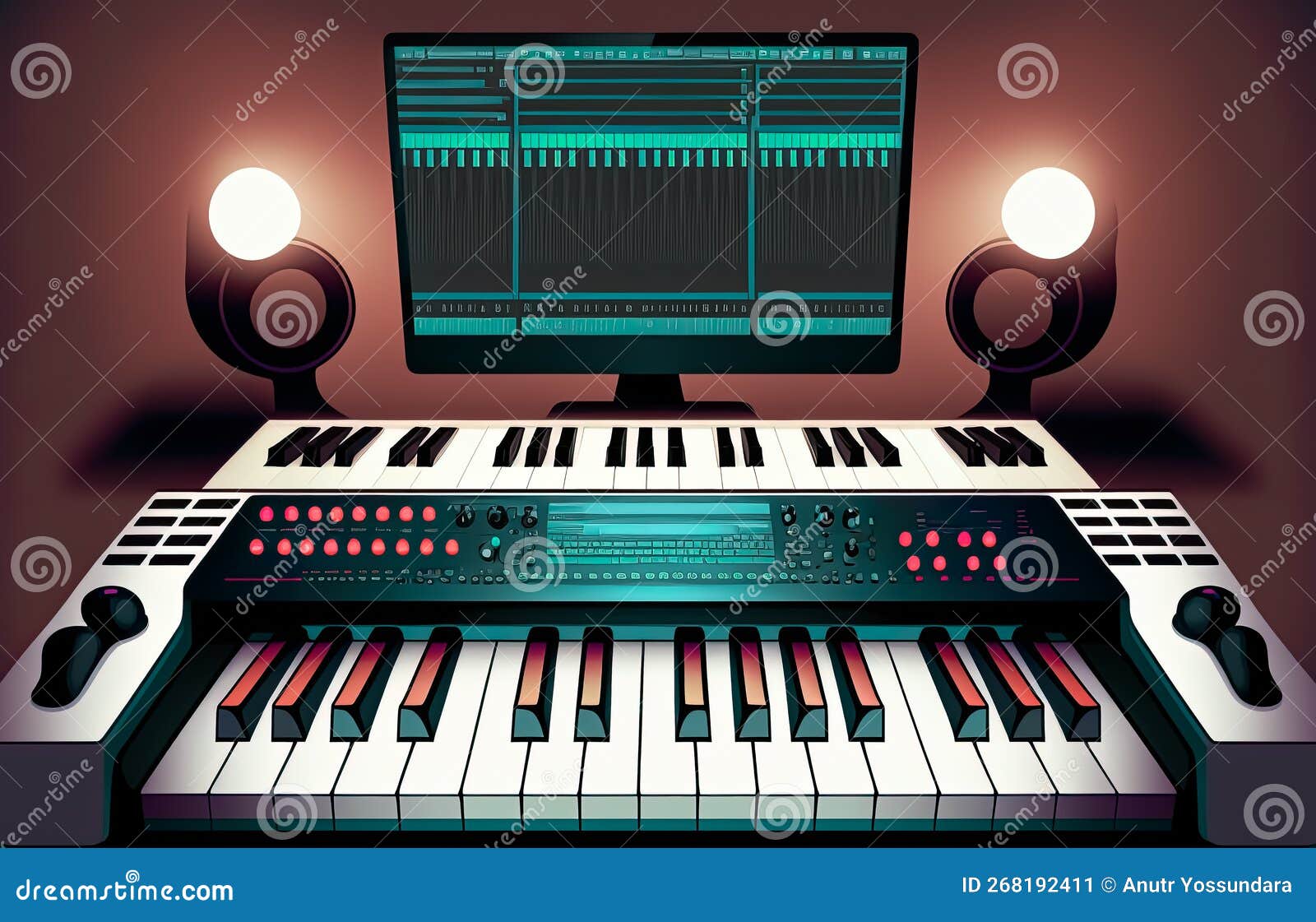 Small Music Production Home Studio with Midi Keyboard, Generative AI ...
