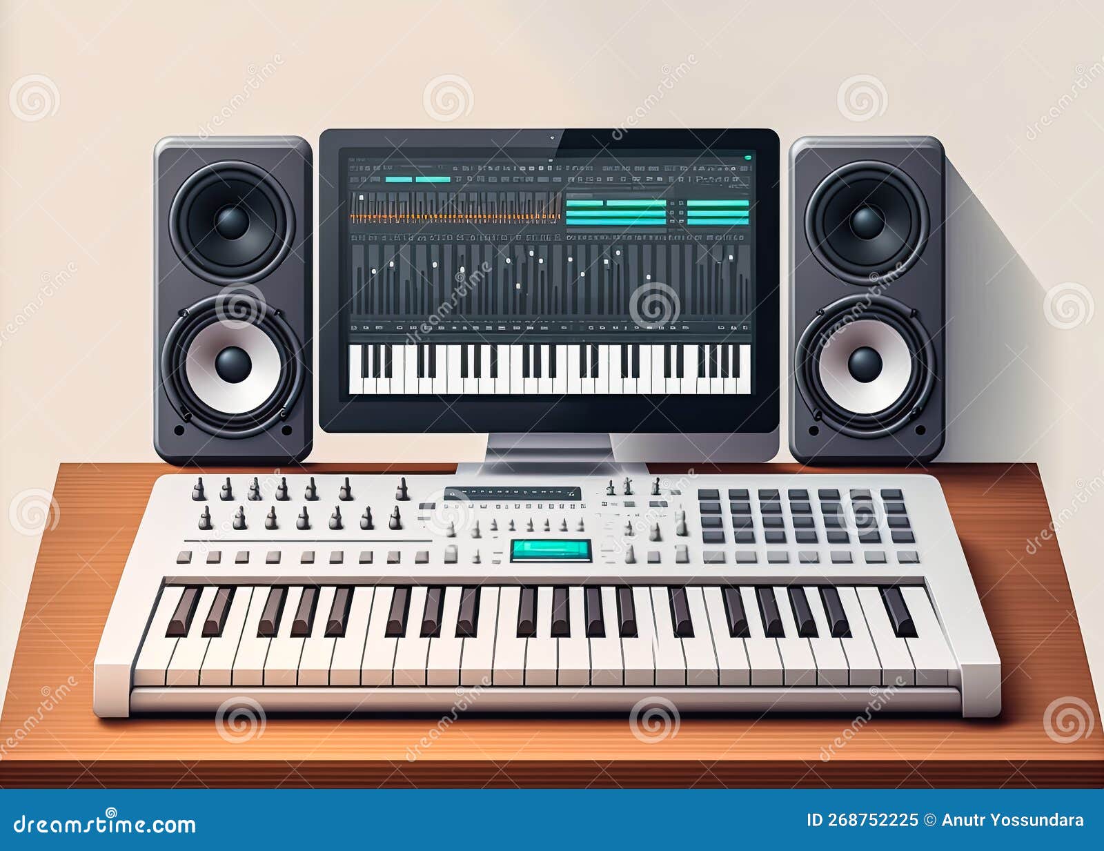 Small Music Production Home Studio with Midi Keyboard, Generative AI ...