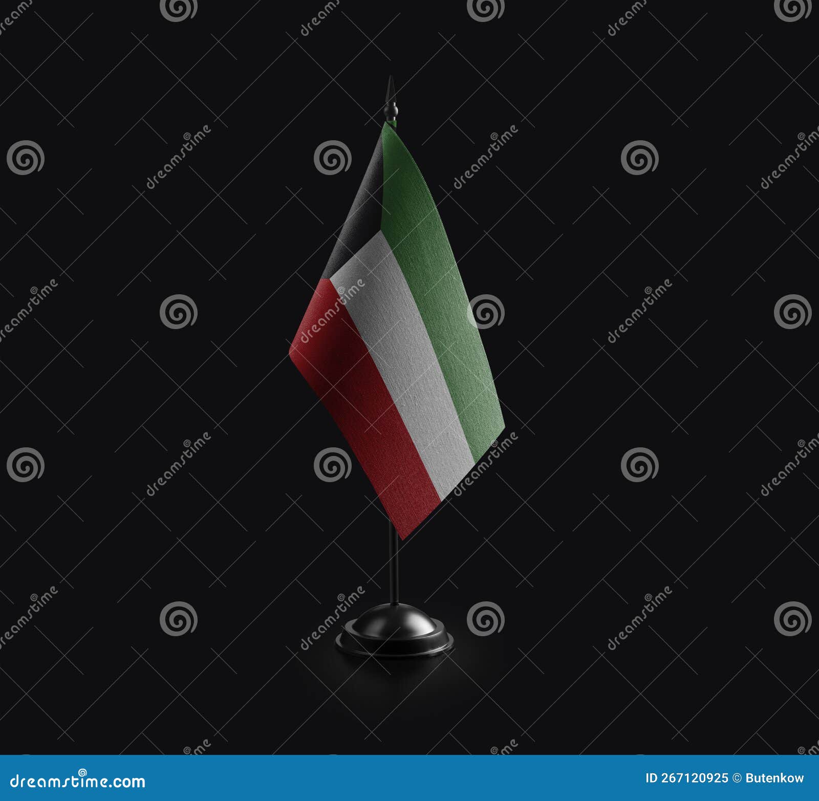 Small National Flag of the Kuwait on a Black Background Stock Image ...
