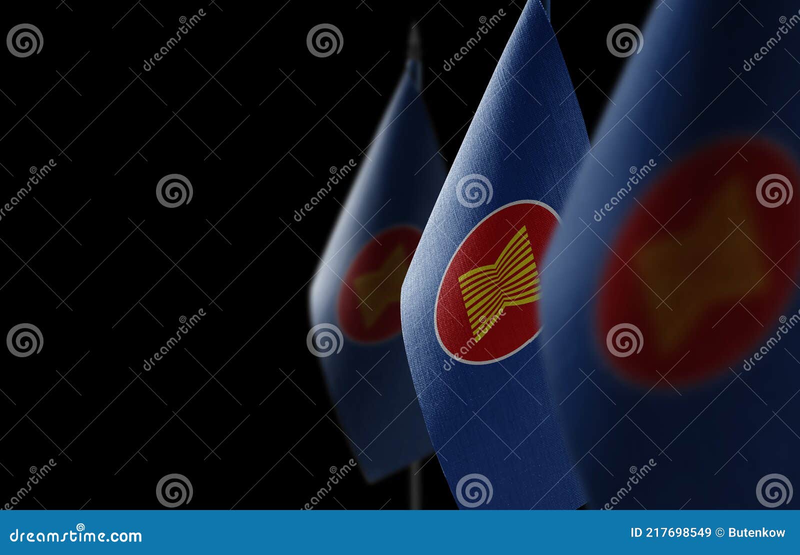 Small National Flags of the ASEAN on a Black Background Stock Image ...