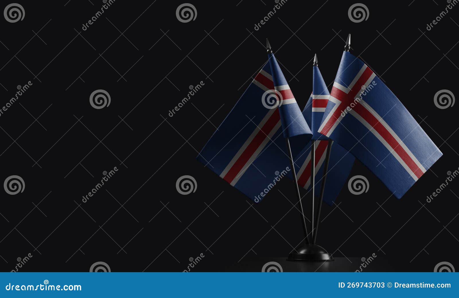 Small National Flags of the Iceland on a Black Background Stock Image ...