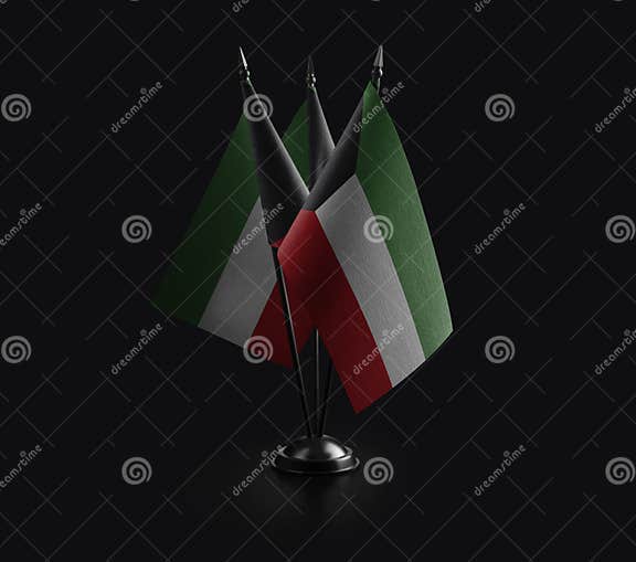 Small National Flags of the Kuwait on a Black Background Stock Photo ...