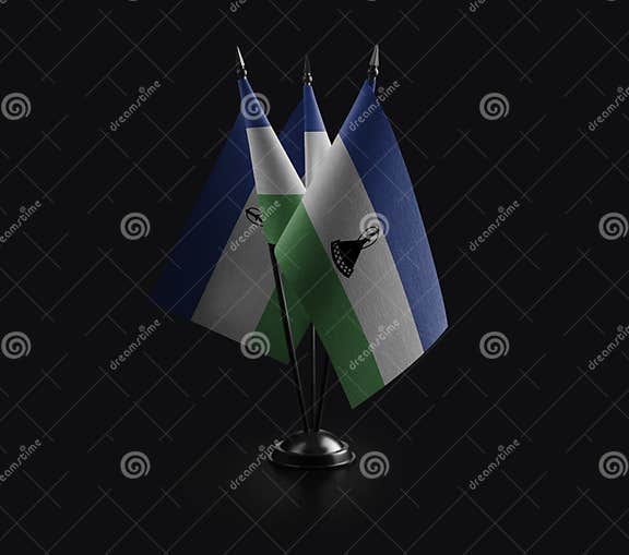 Small National Flags of the Lesotho on a Black Background Stock Photo ...
