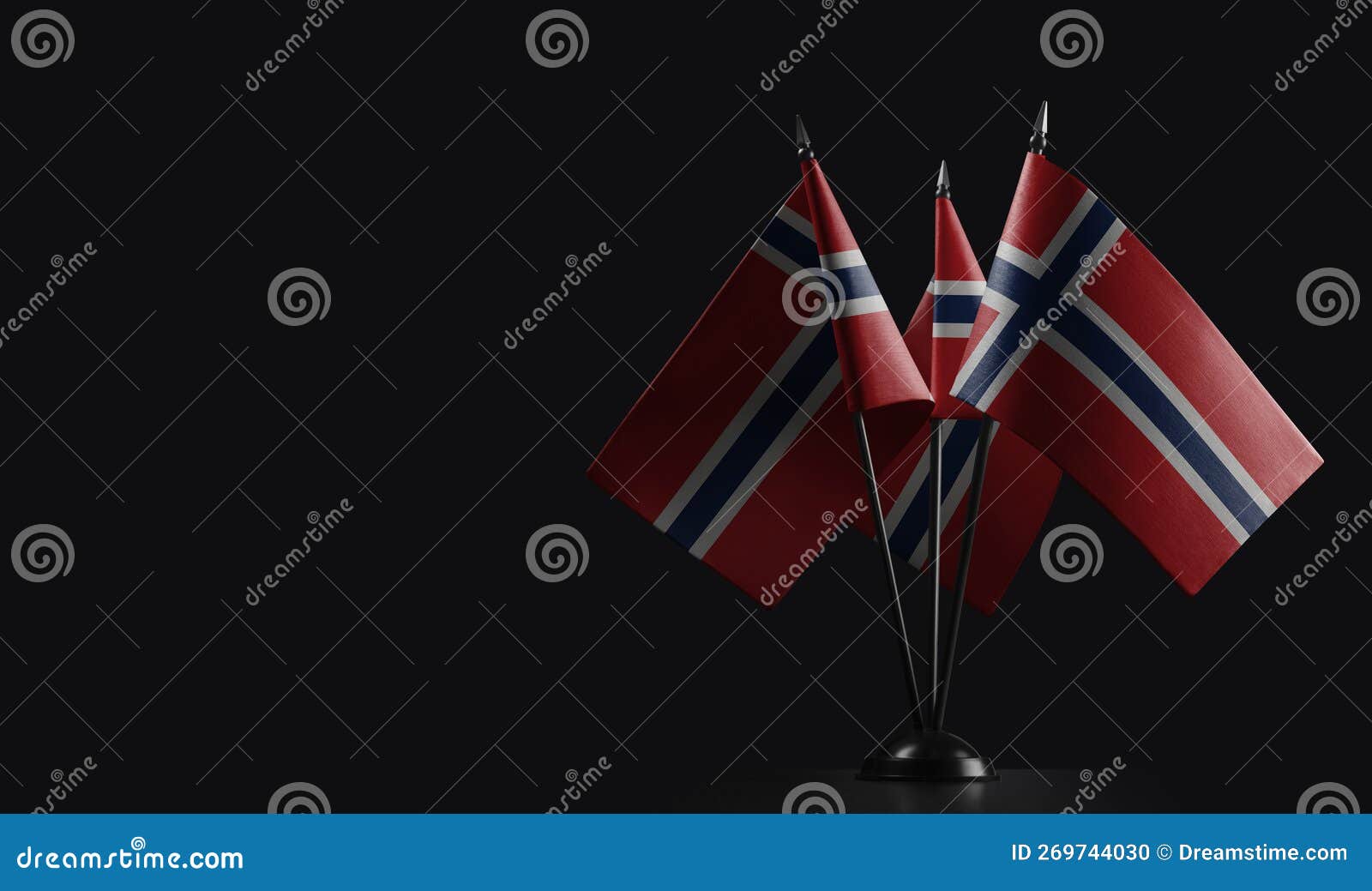 Small National Flags of the Norway on a Black Background Stock Photo ...
