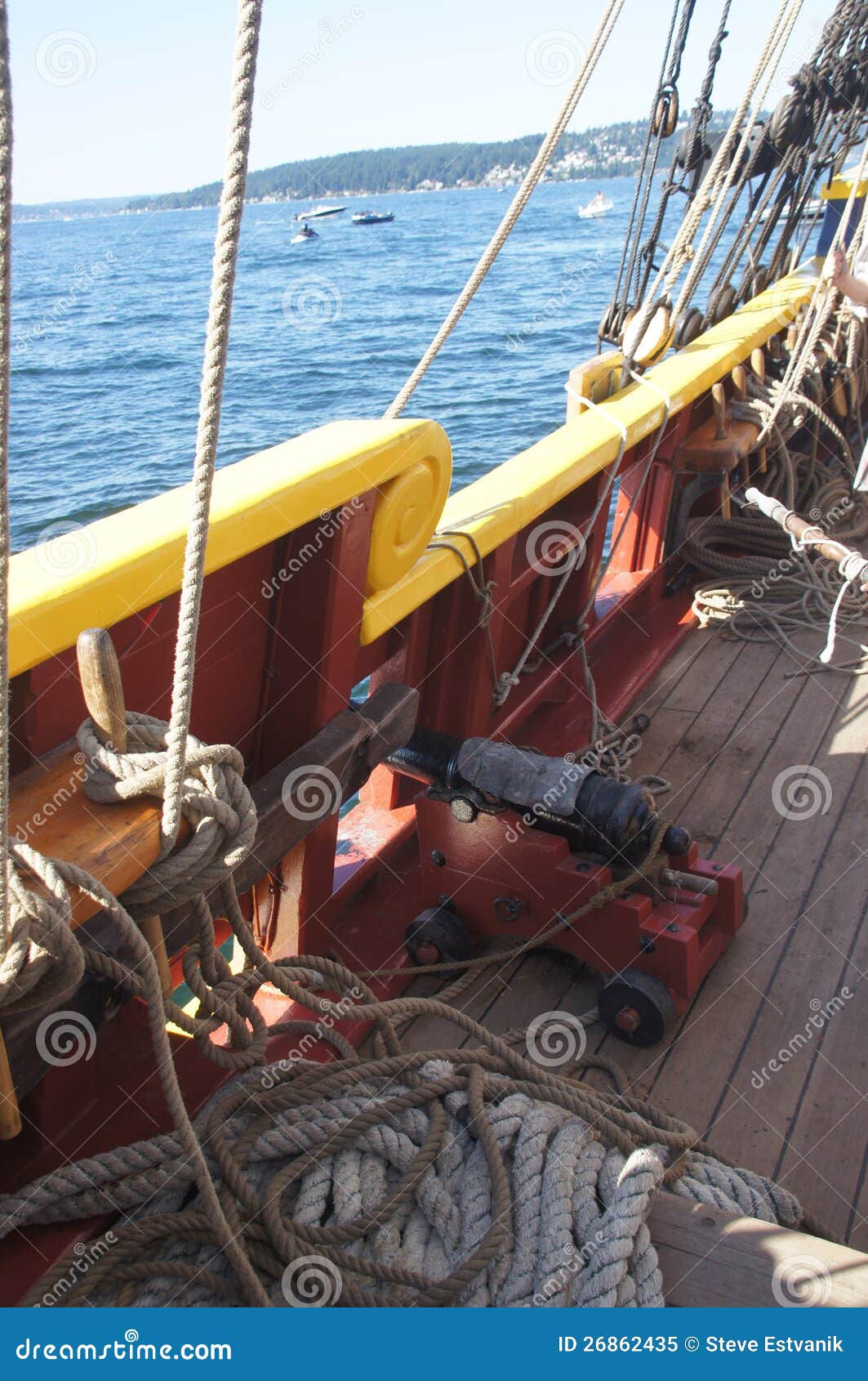 Small Naval Cannon on Board Stock Image - Image of tallship, schooner ...