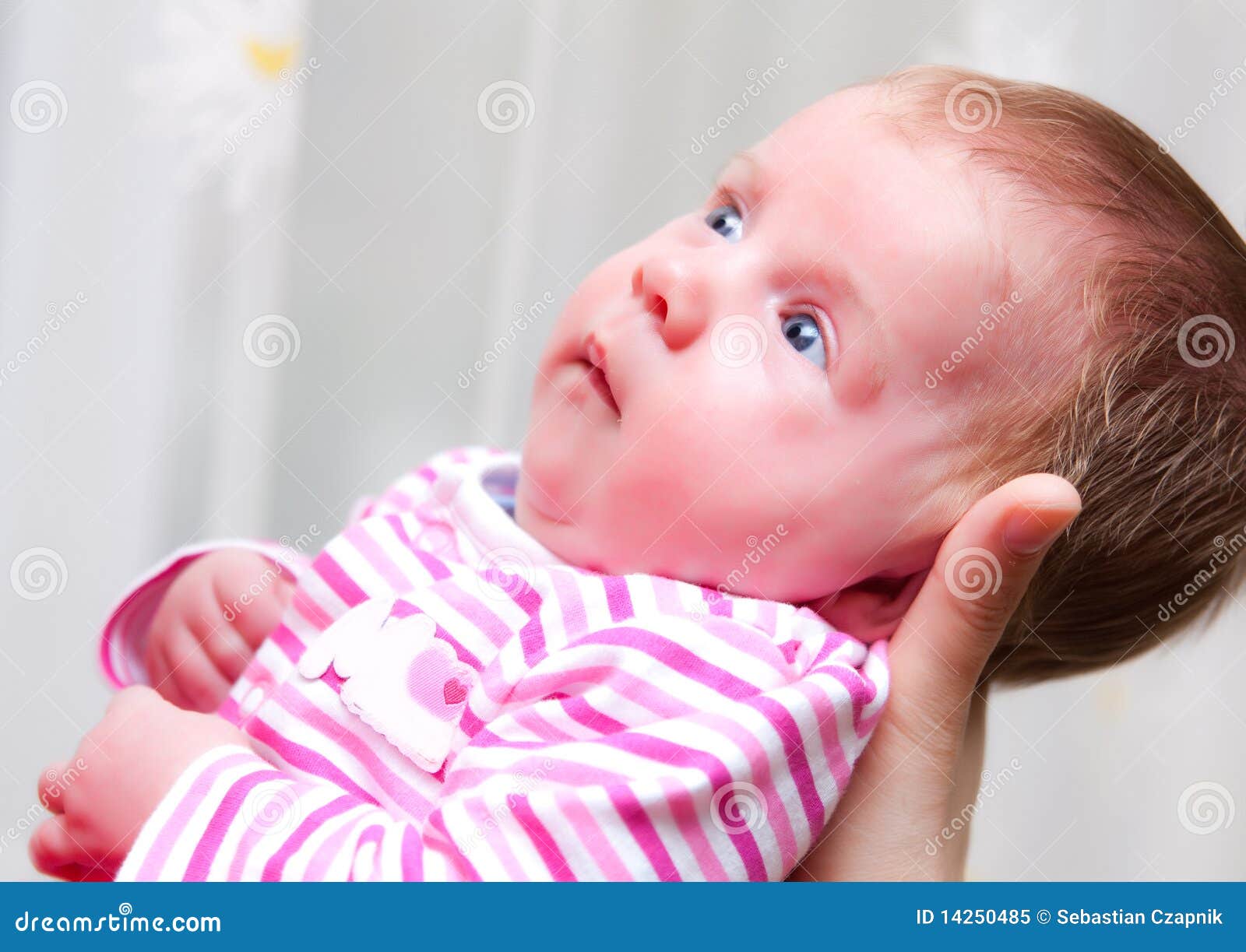 Small newborn baby girl stock image. Image of side, single - 14250485